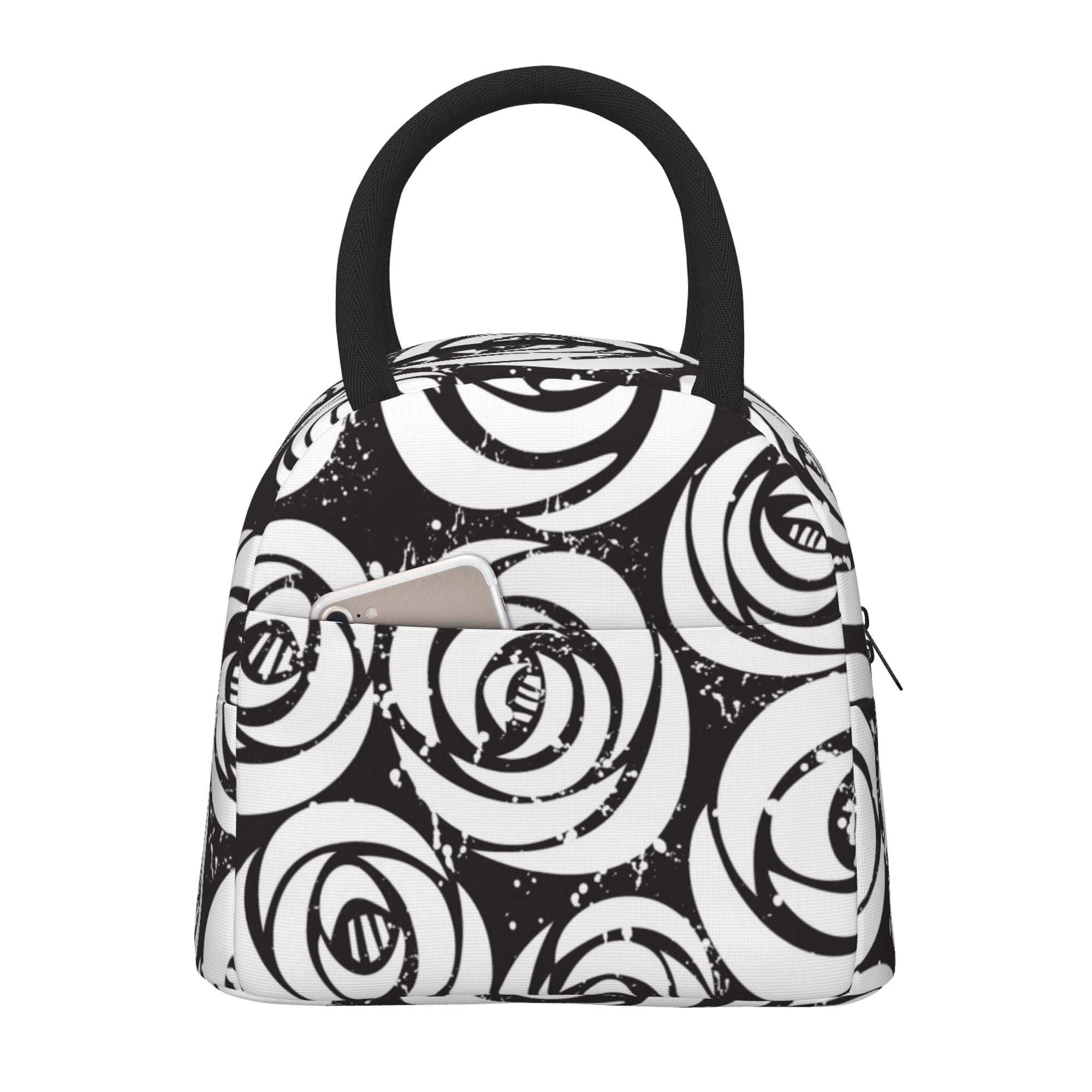 YFYANG Portable Waterproof Insulated Lunch Bag, Retro Rose Texture ...