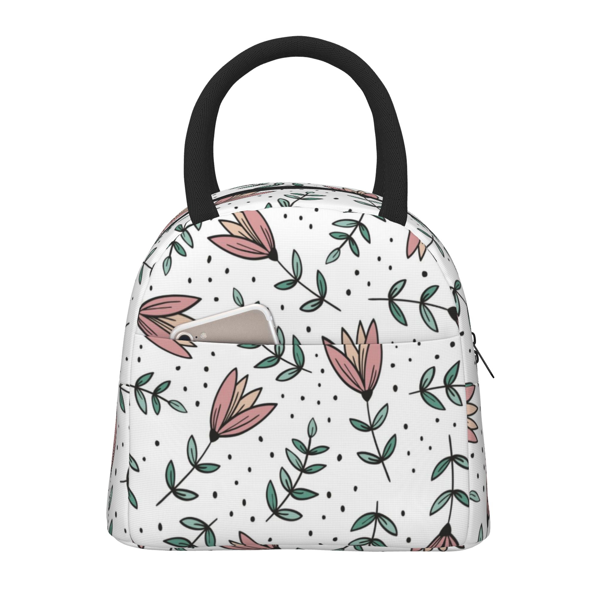 YFYANG Portable Waterproof Insulated Lunch Bag, Spring Floral Pattern ...