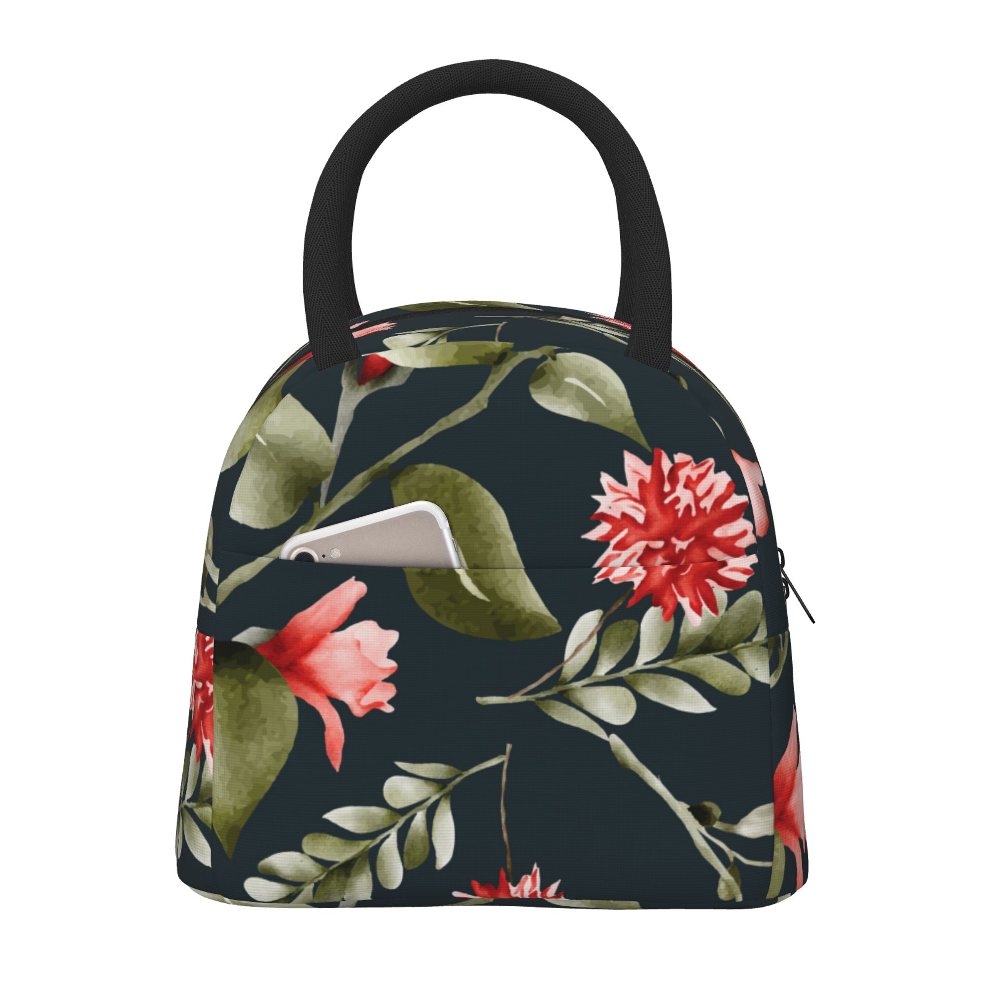 YFYANG Portable Waterproof Insulated Lunch Bag, Vintage Bohemian Floral ...