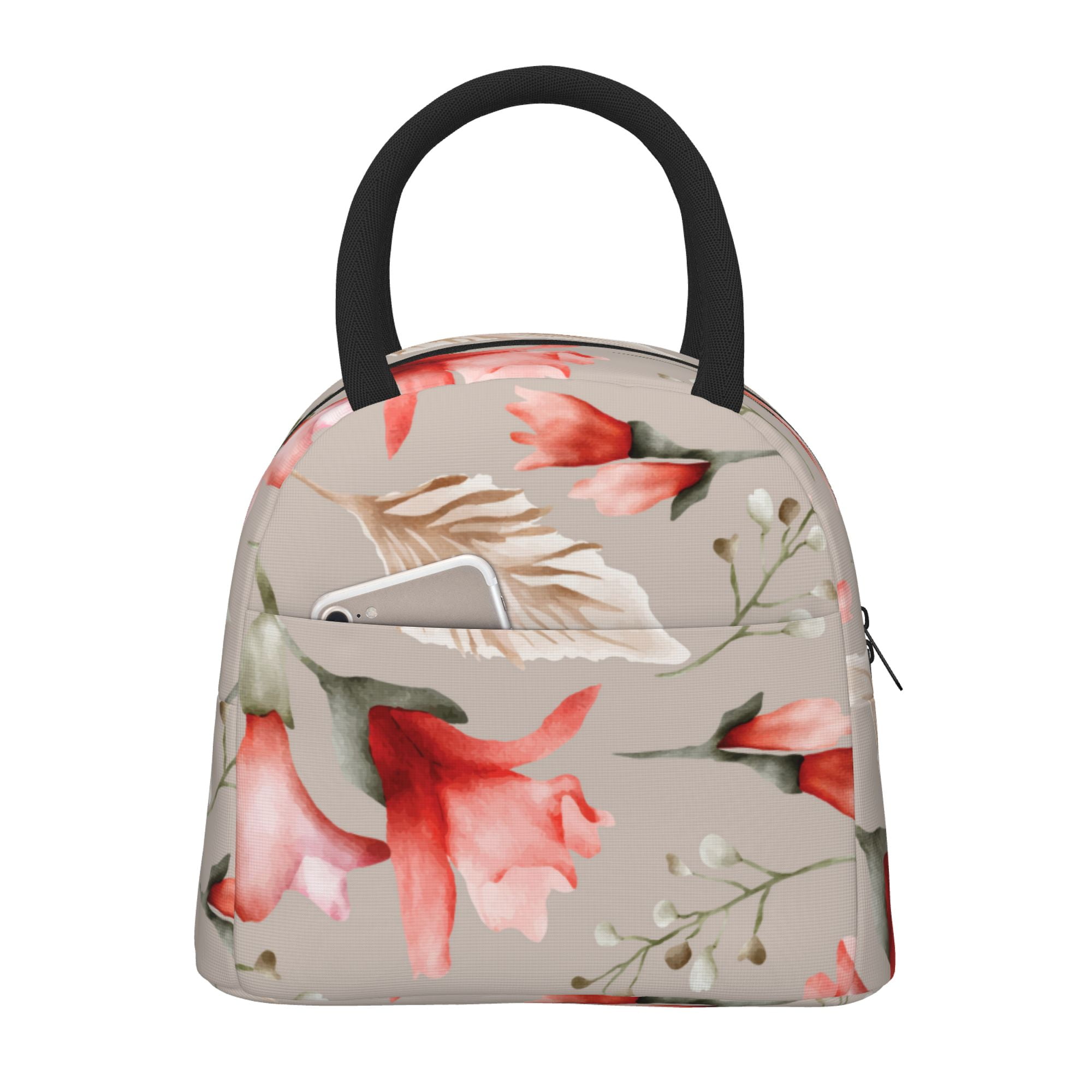 YFYANG Portable Waterproof Insulated Lunch Bag, Vintage Bohemian Floral ...