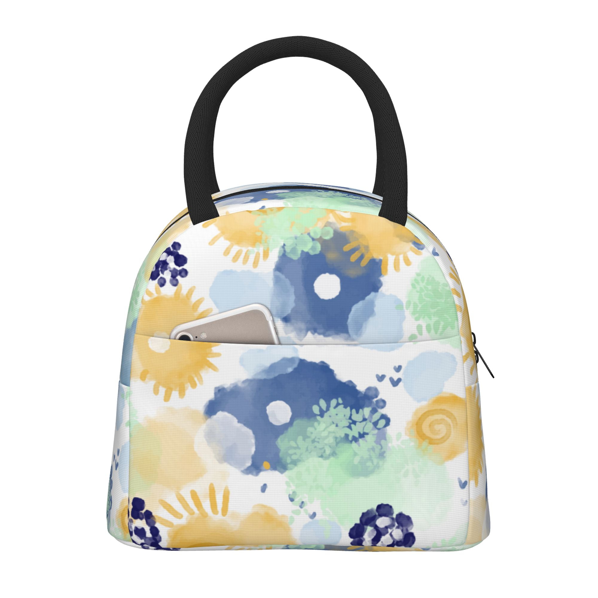 YFYANG Portable Waterproof Insulated Lunch Bag, Watercolor Abstract ...