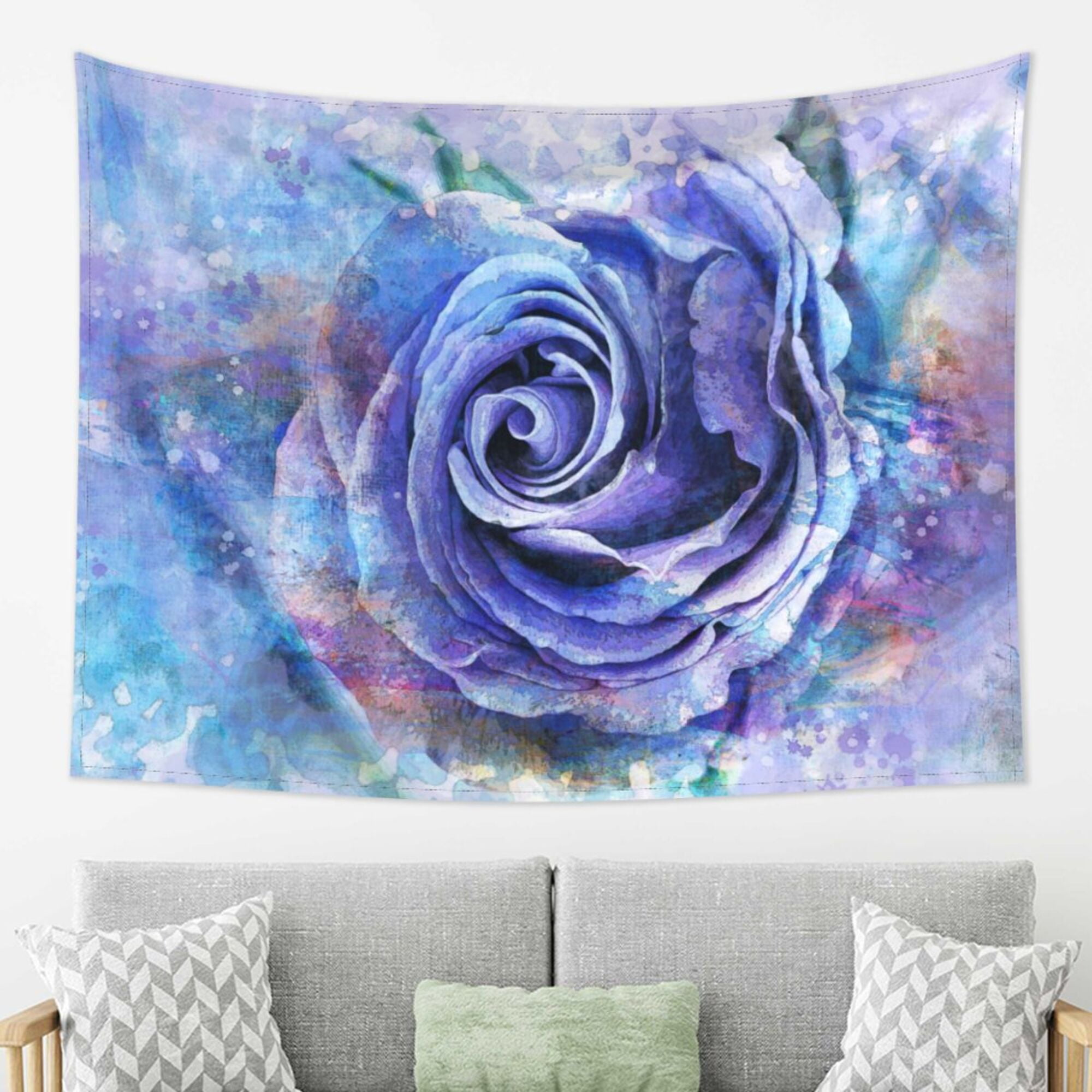YFYANG Purple Watercolor Roses Tapestry, Bedroom Dormitory Living Room ...