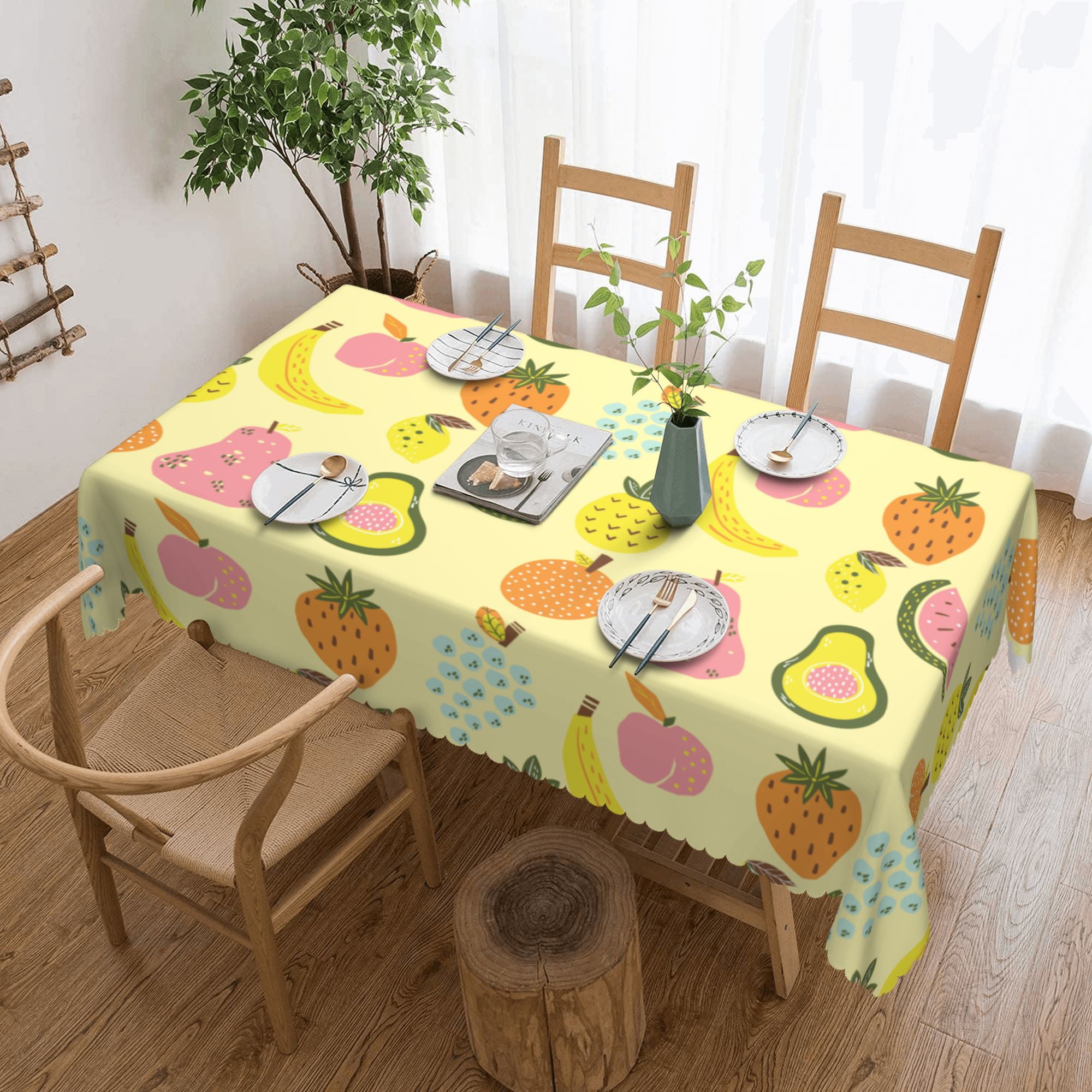 YFYANG Rectangular Polyester Table Cloth Cartoon Watercolor Fruit Table ...