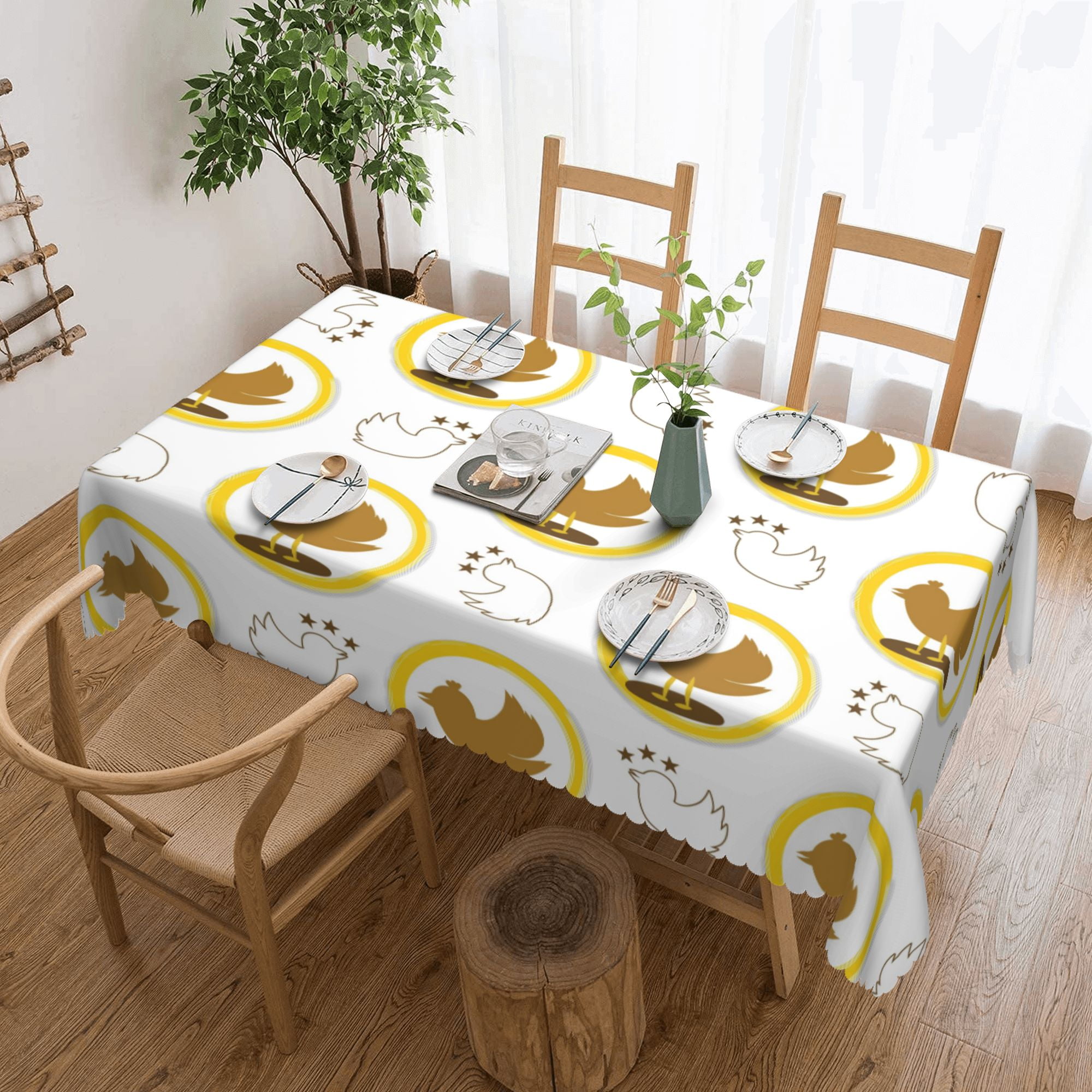 YFYANG Rectangular Polyester Table Cloth Cute Cartoon Bird Table Cover ...