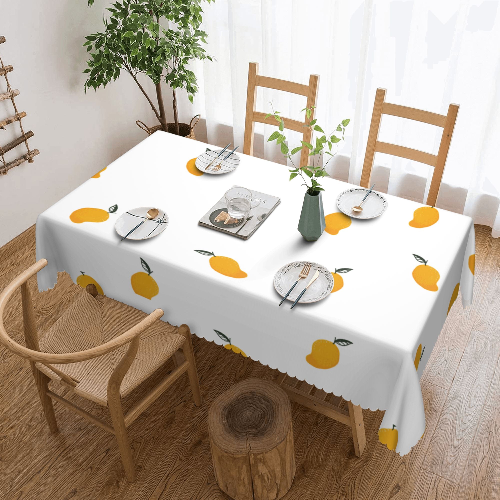 YFYANG Rectangular Polyester Table Cloth Cute Mango Doodle Table Cover ...