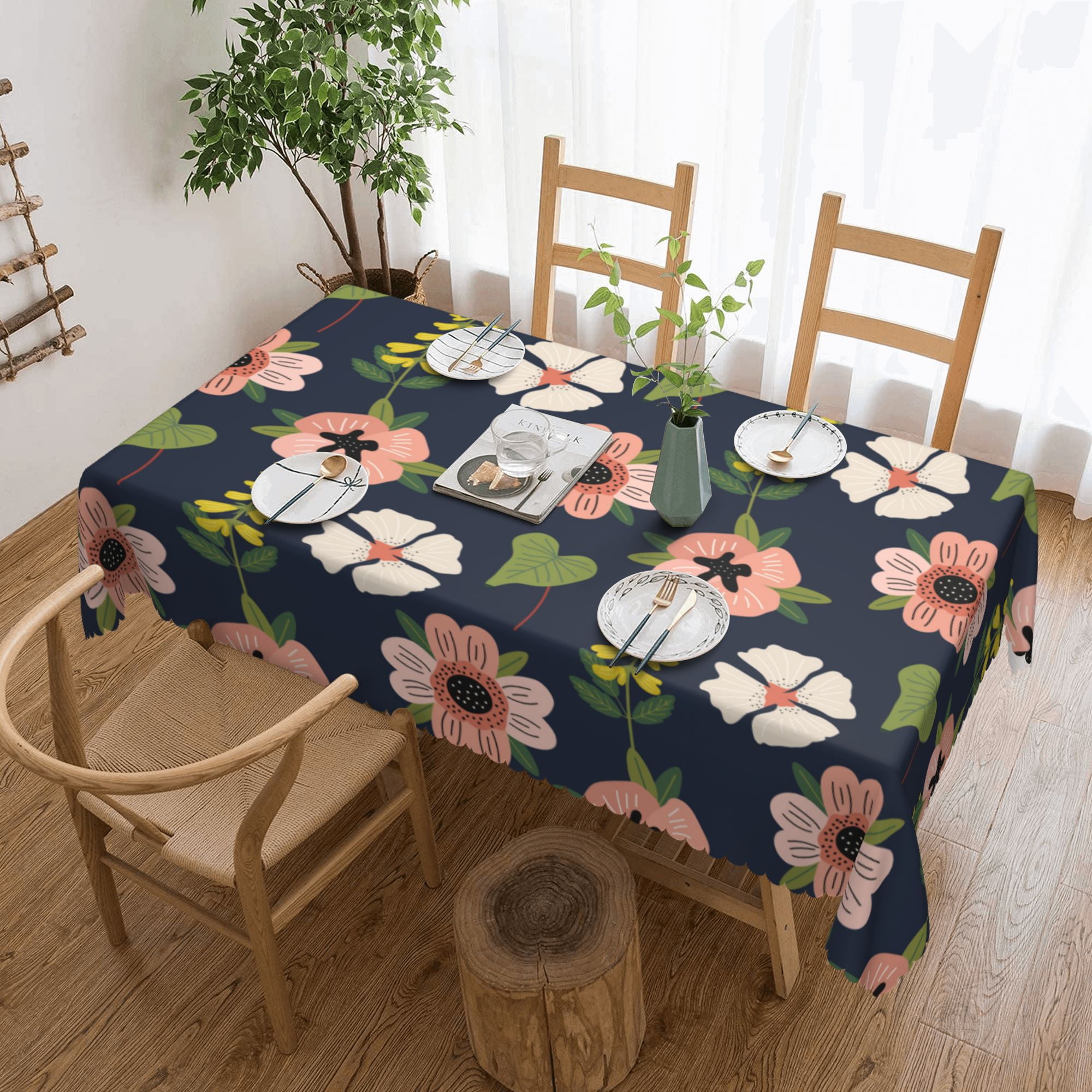 YFYANG Rectangular Polyester Table Cloth Decorative Floral Patterns ...