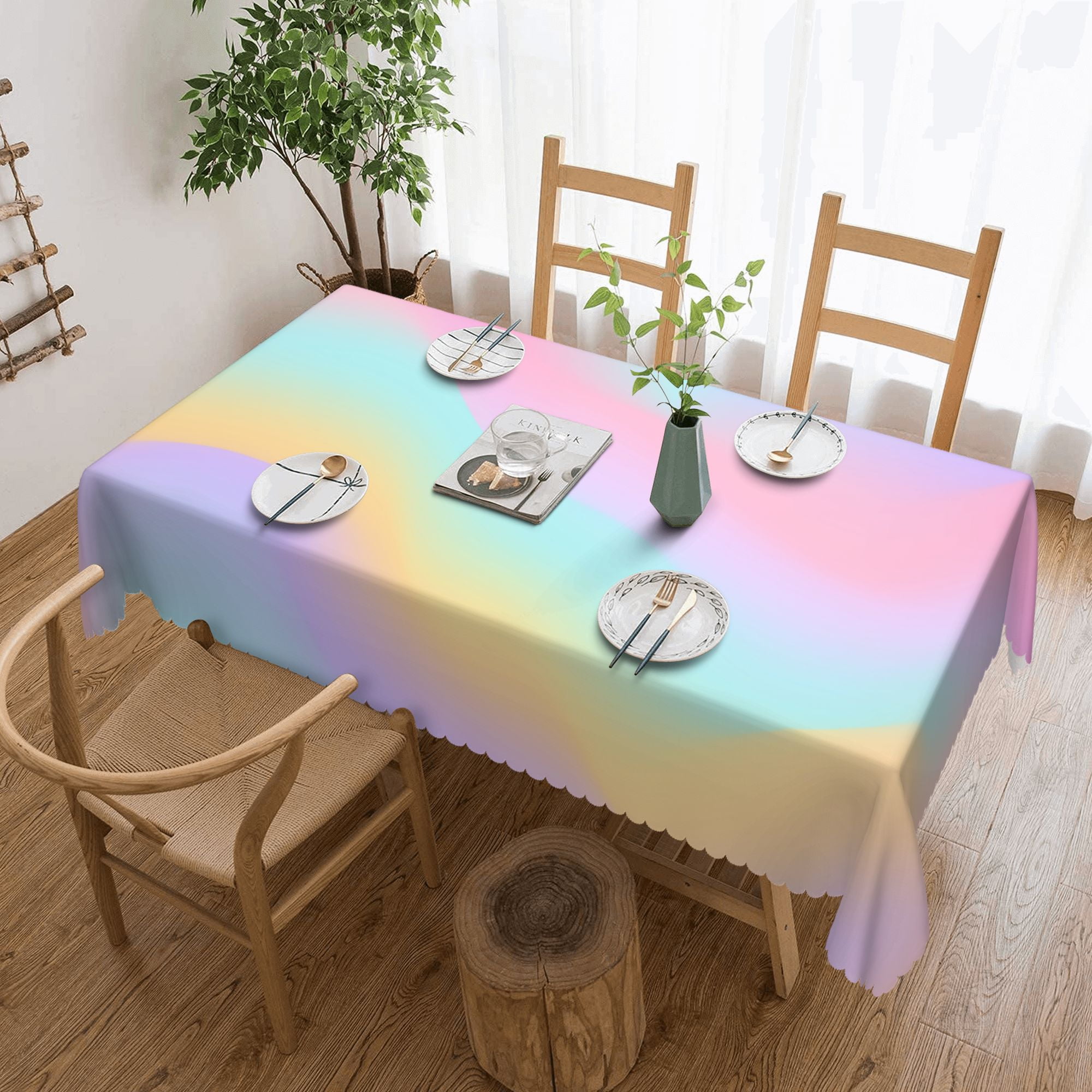 YFYANG Rectangular Polyester Table Cloth Dream Pastel Table Cover for ...