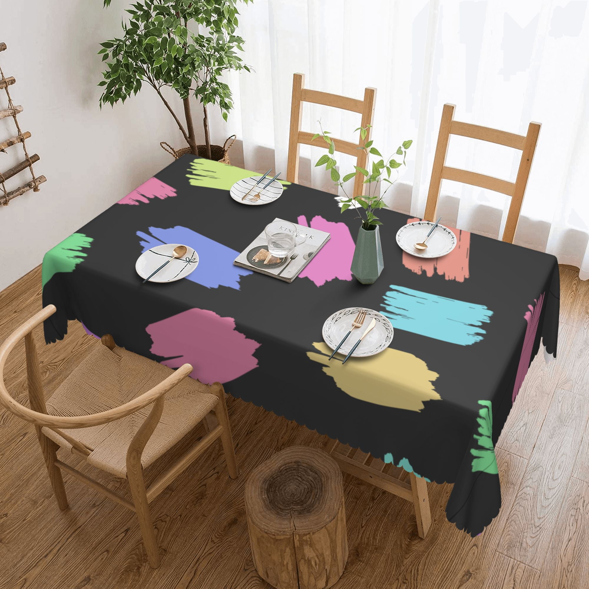 YFYANG Rectangular Polyester Table Cloth Simple Watercolor Art Table ...