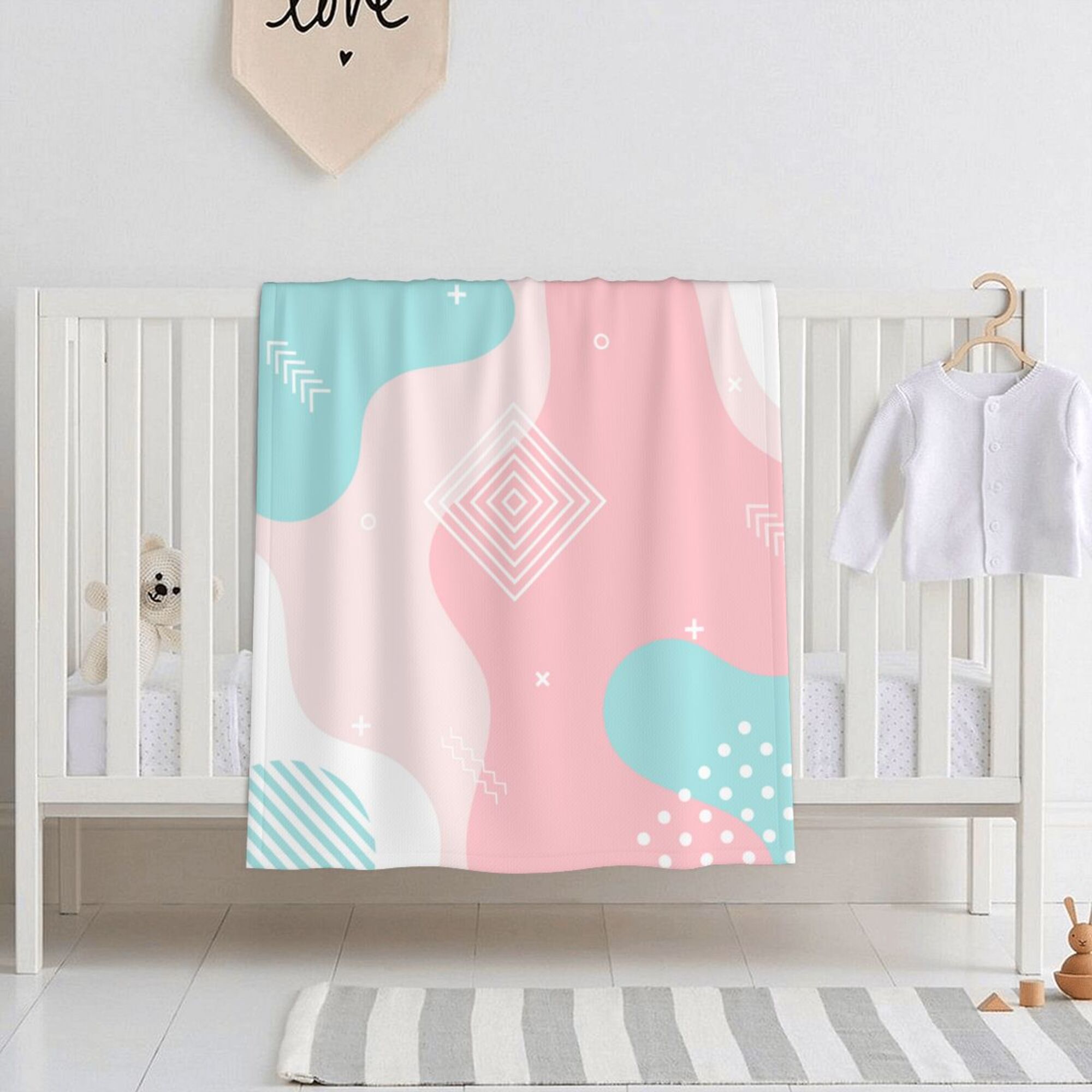 YFYANG Soft Breathable Unisex Baby Blanket, Pastel Abstract Geometry ...