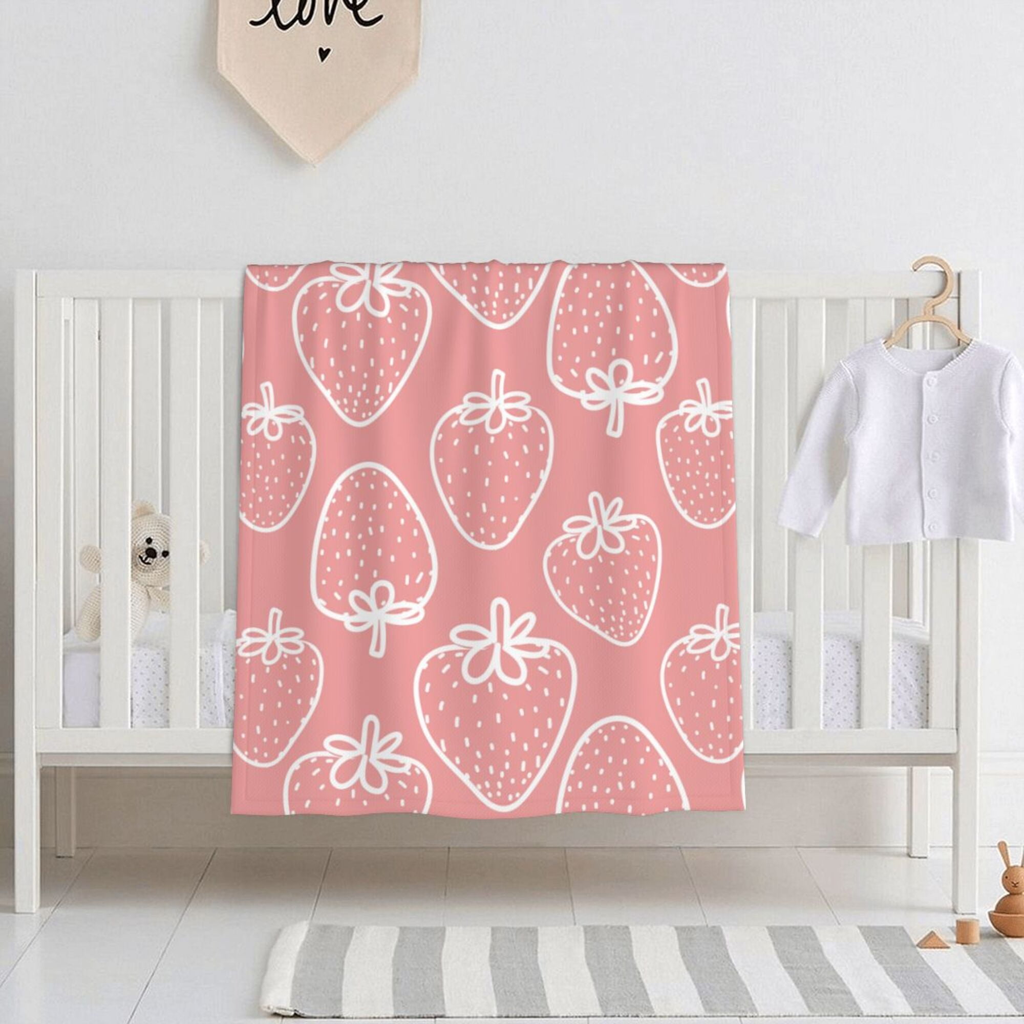 YFYANG Soft Breathable Unisex Baby Blanket, Pink Cartoon Strawberry ...
