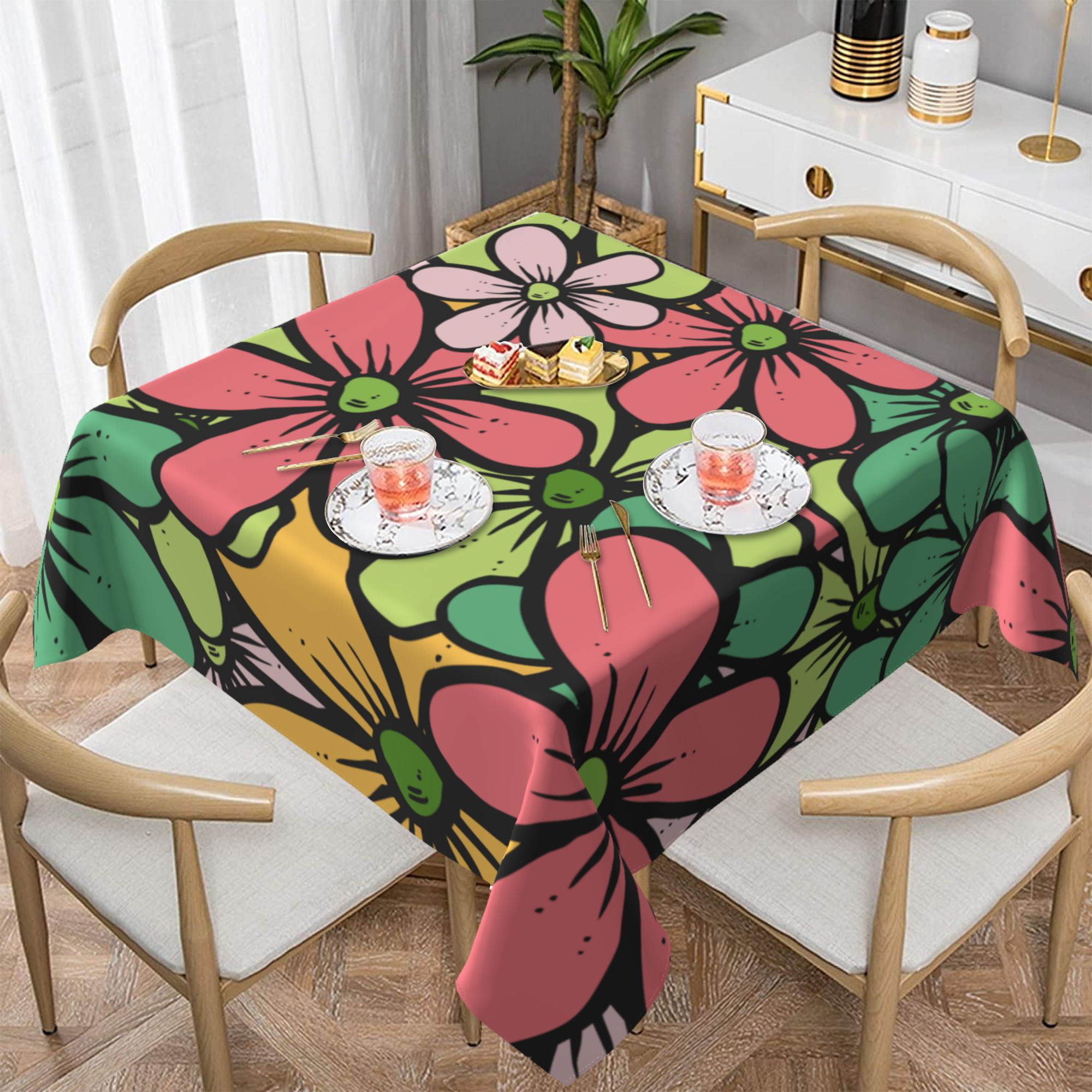 YFYANG Square Polyester Table Cloth, 54" x 54" Reusable Table Cover ...