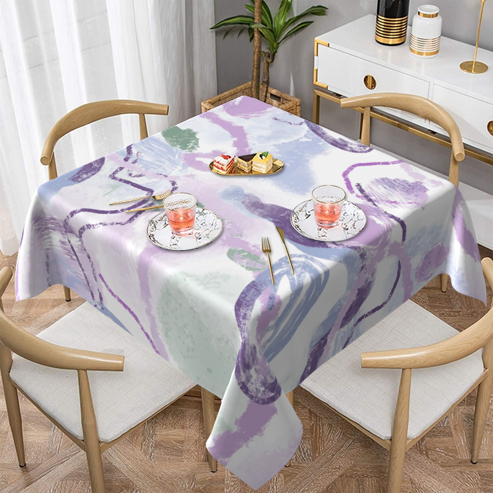 YFYANG Square Polyester Table Cloth, 54" x 54" Reusable Table Cover ...