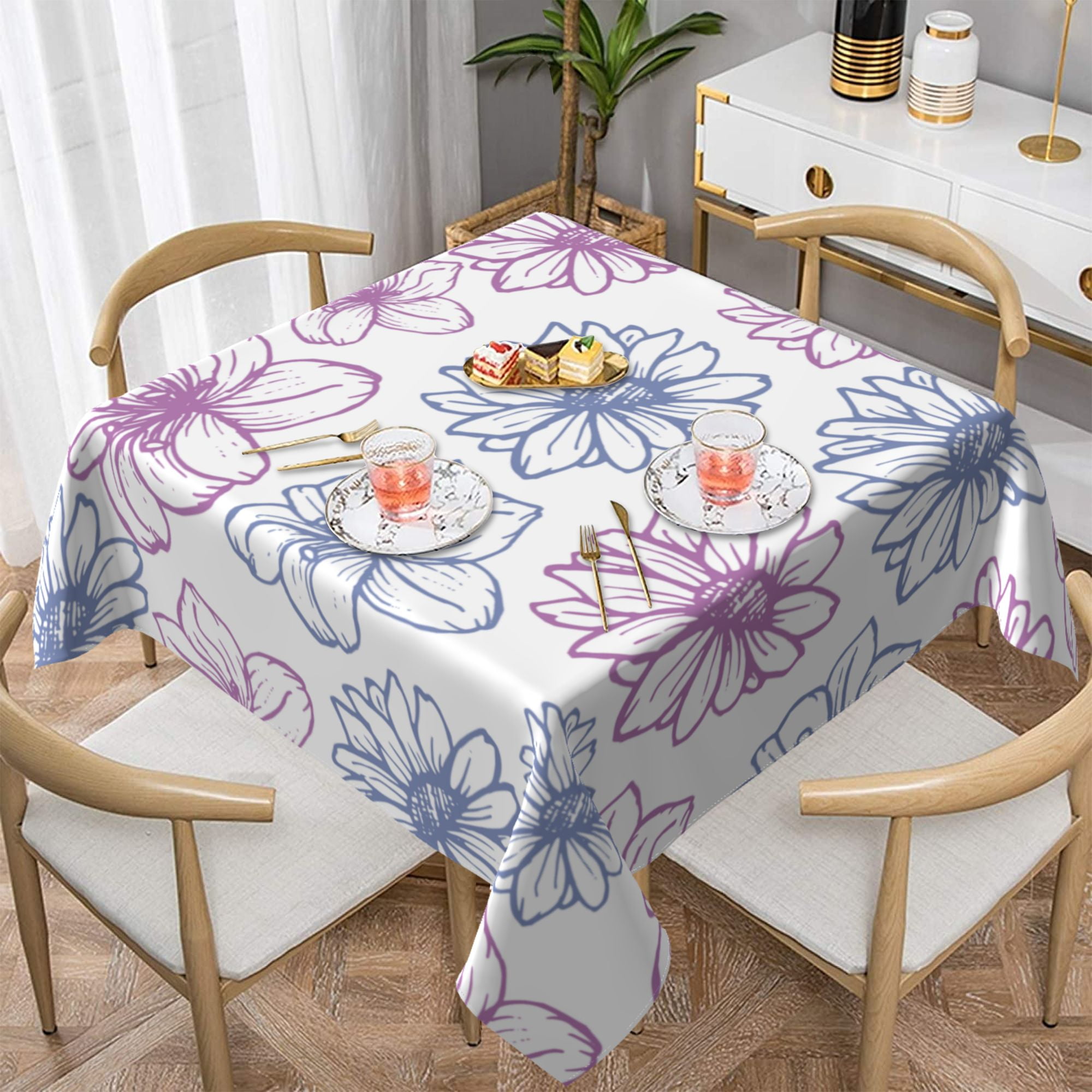 YFYANG Square Polyester Table Cloth, 54" x 54" Reusable Table Cover ...