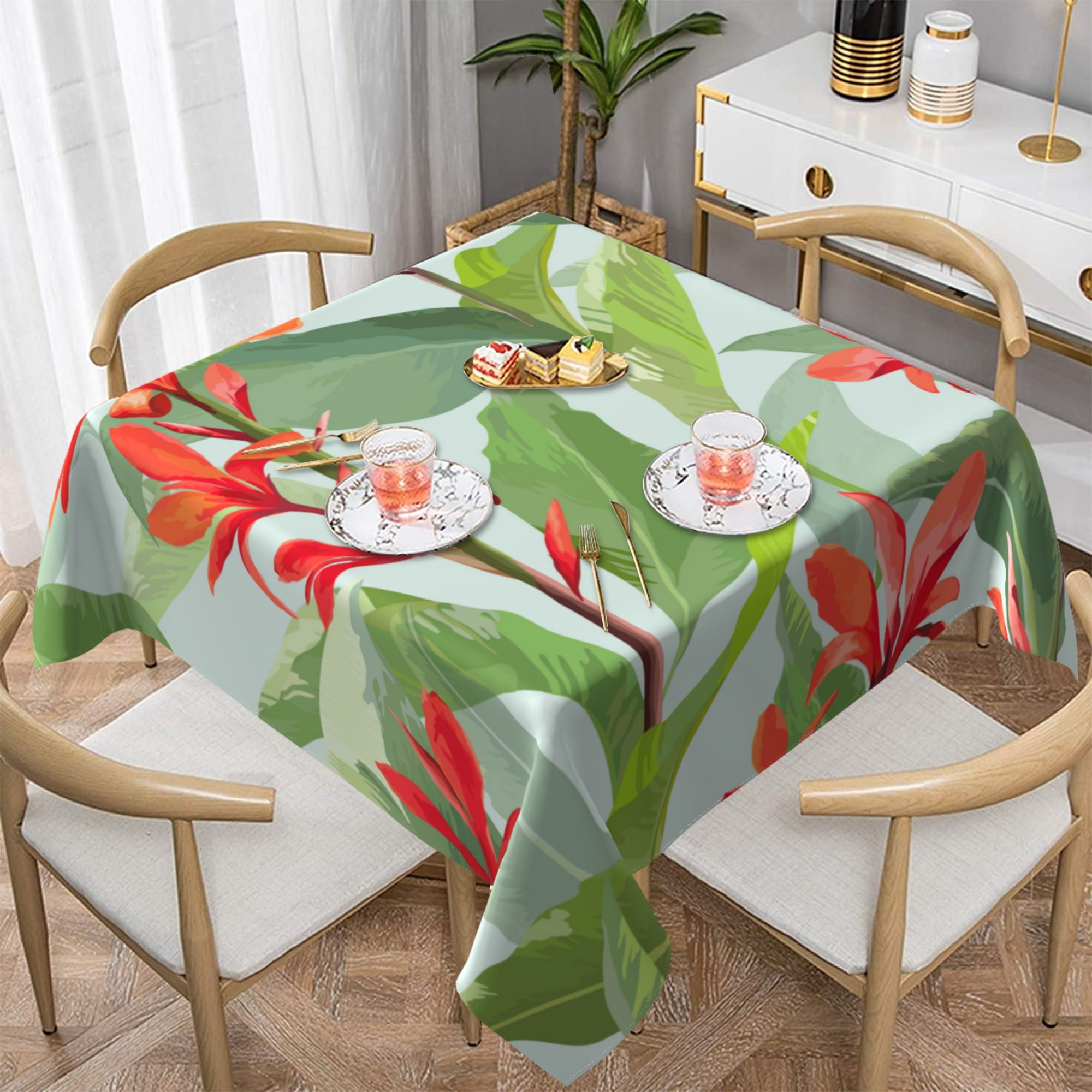 YFYANG Square Polyester Table Cloth, 54" x 54" Reusable Table Cover ...