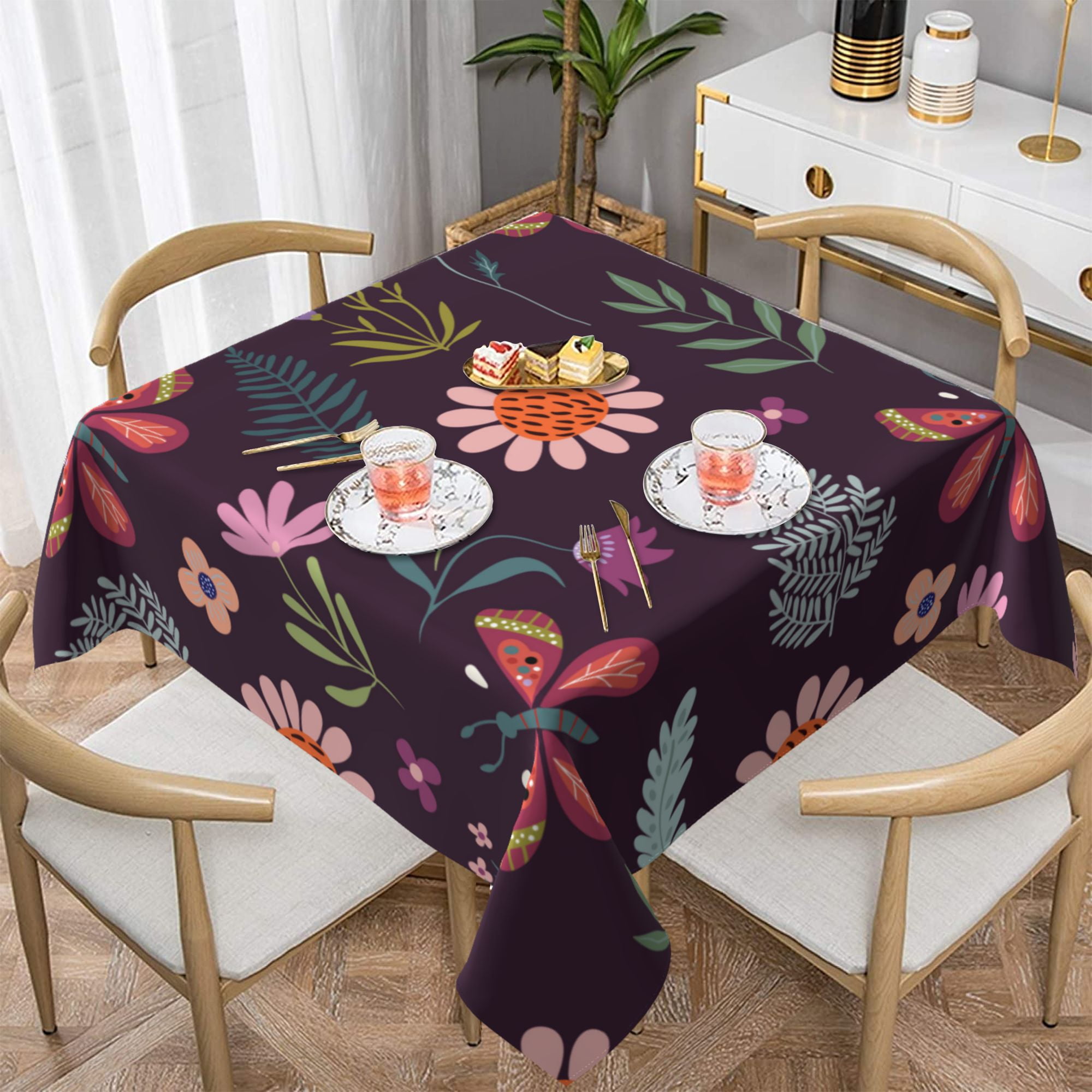 YFYANG Square Polyester Table Cloth, 54" x 54" Reusable Table Cover ...