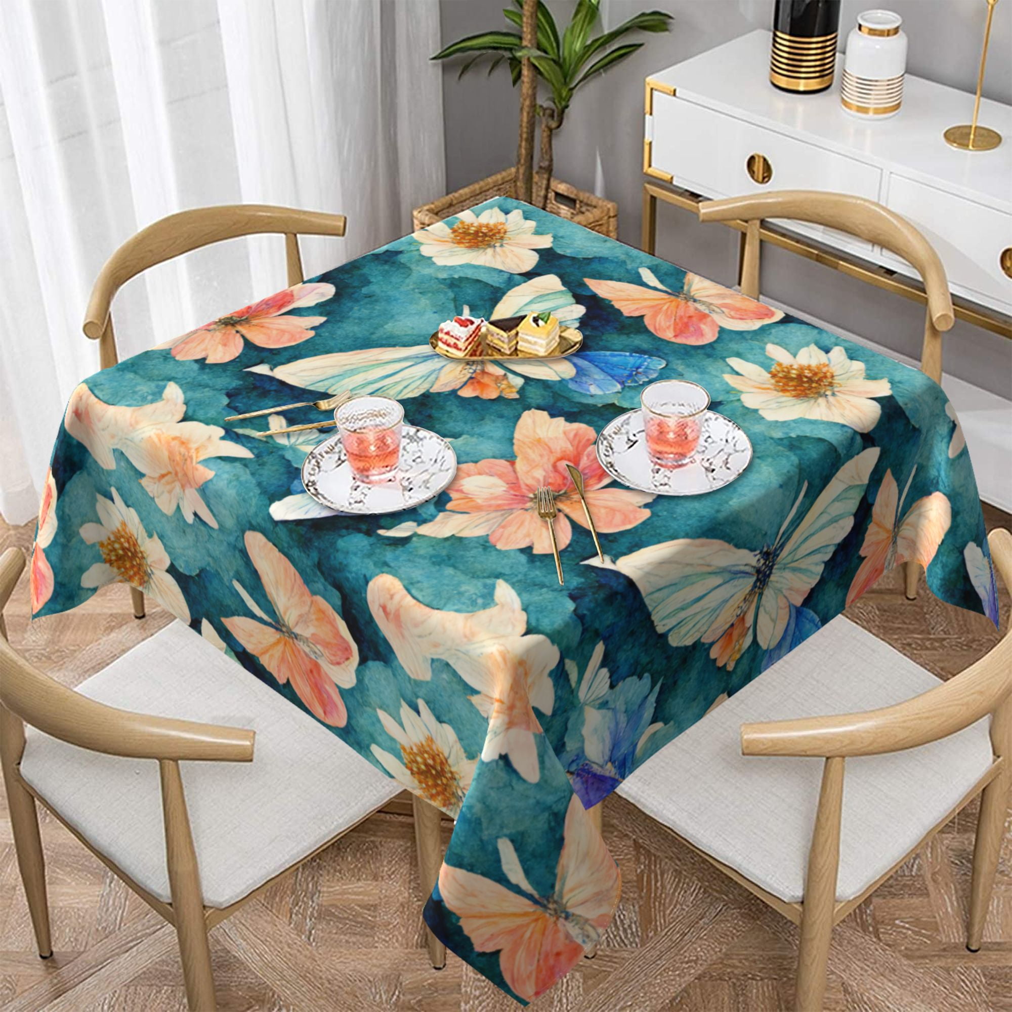 YFYANG Square Polyester Table Cloth, 54" x 54" Reusable Table Cover ...