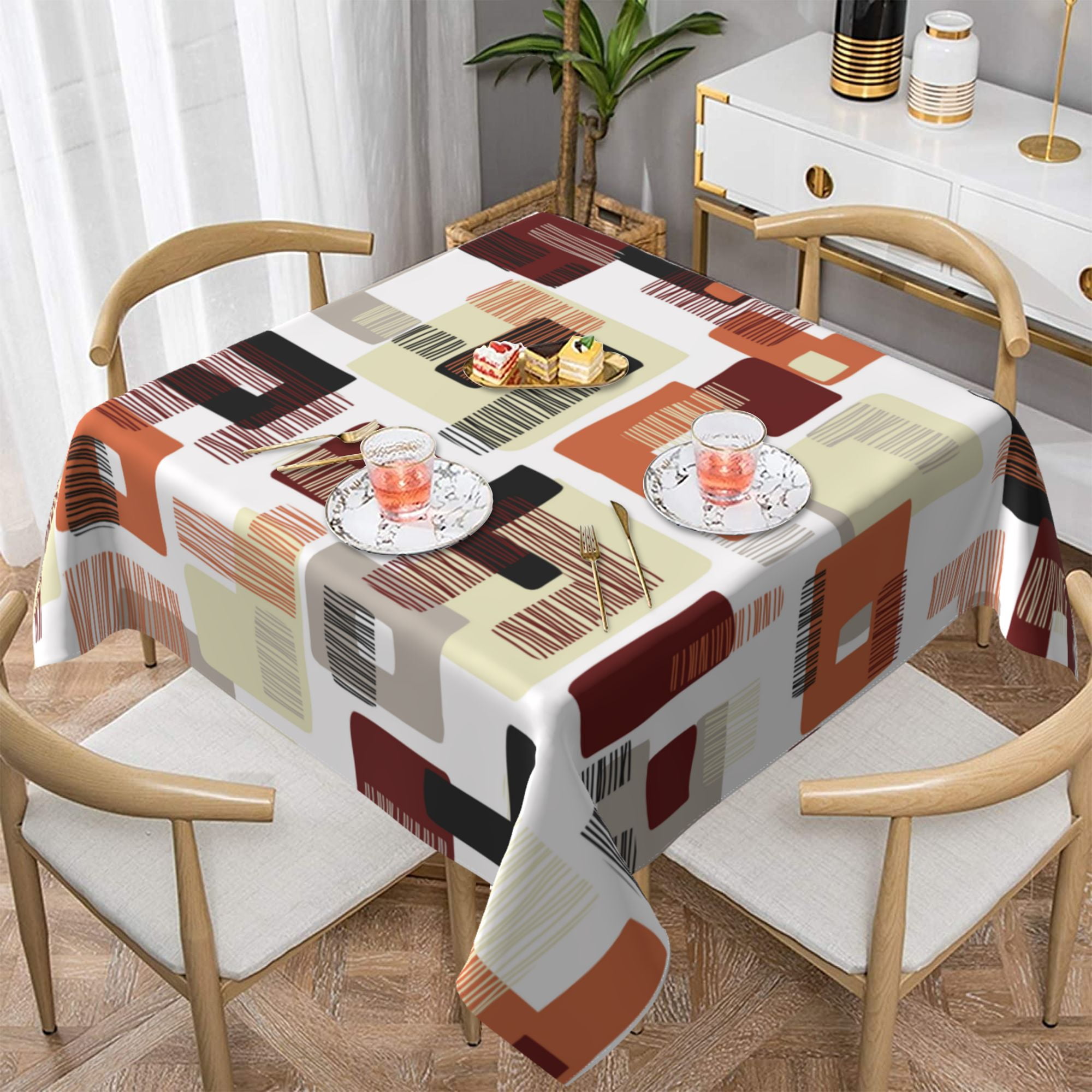 YFYANG Square Polyester Table Cloth, 60" x 60" Reusable Table Cover ...