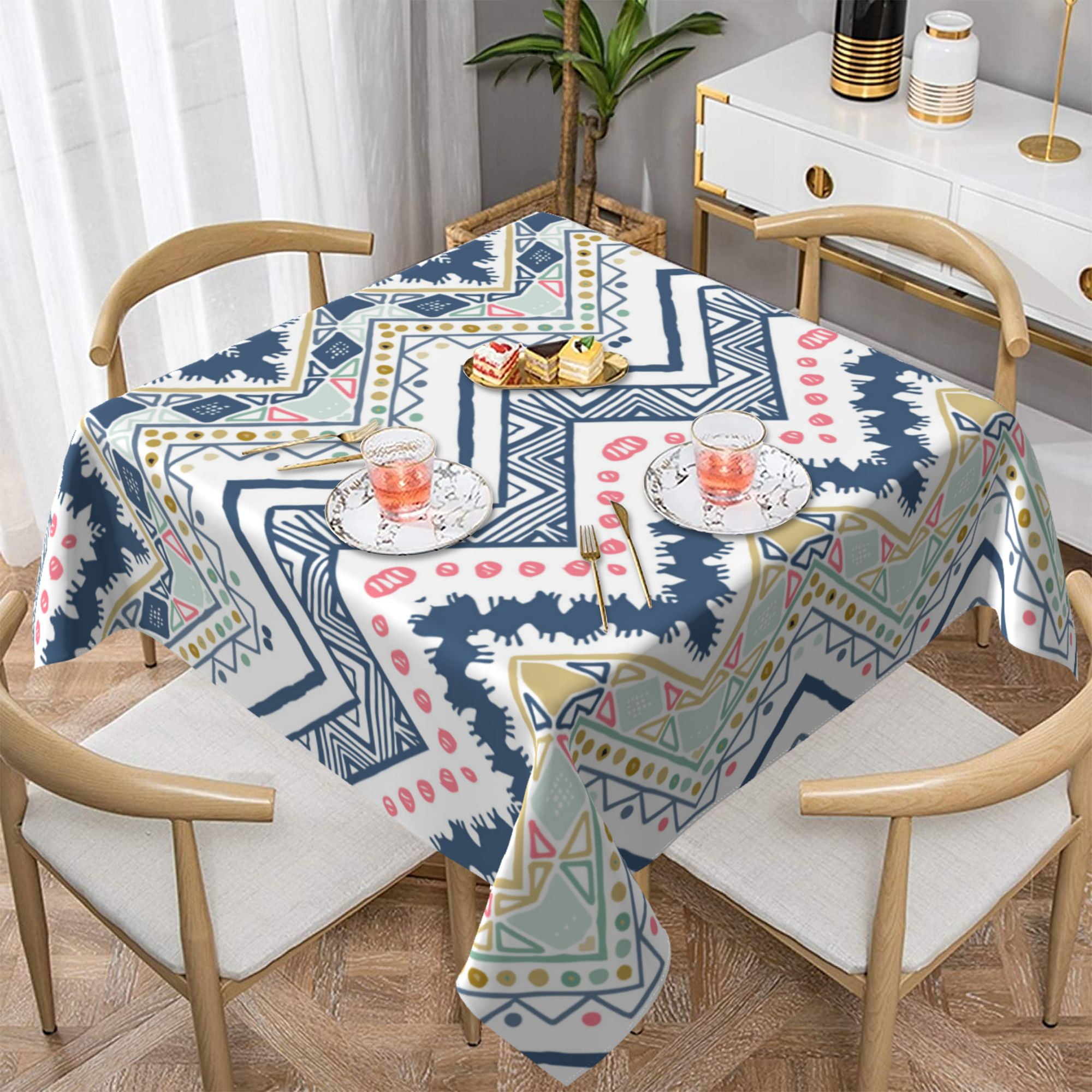 YFYANG Square Polyester Table Cloth, 60" x 60" Reusable Table Cover ...