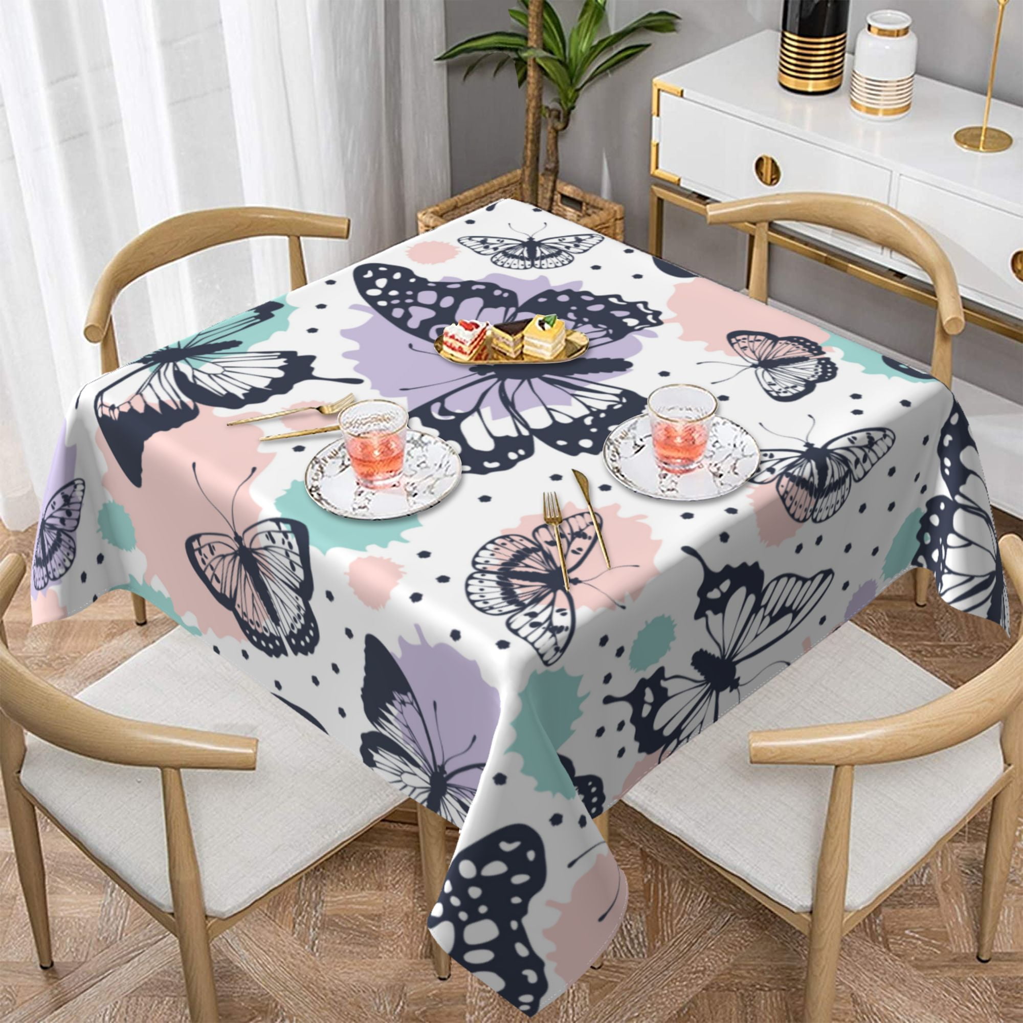 YFYANG Square Polyester Table Cloth, 60" x 60" Reusable Table Cover ...