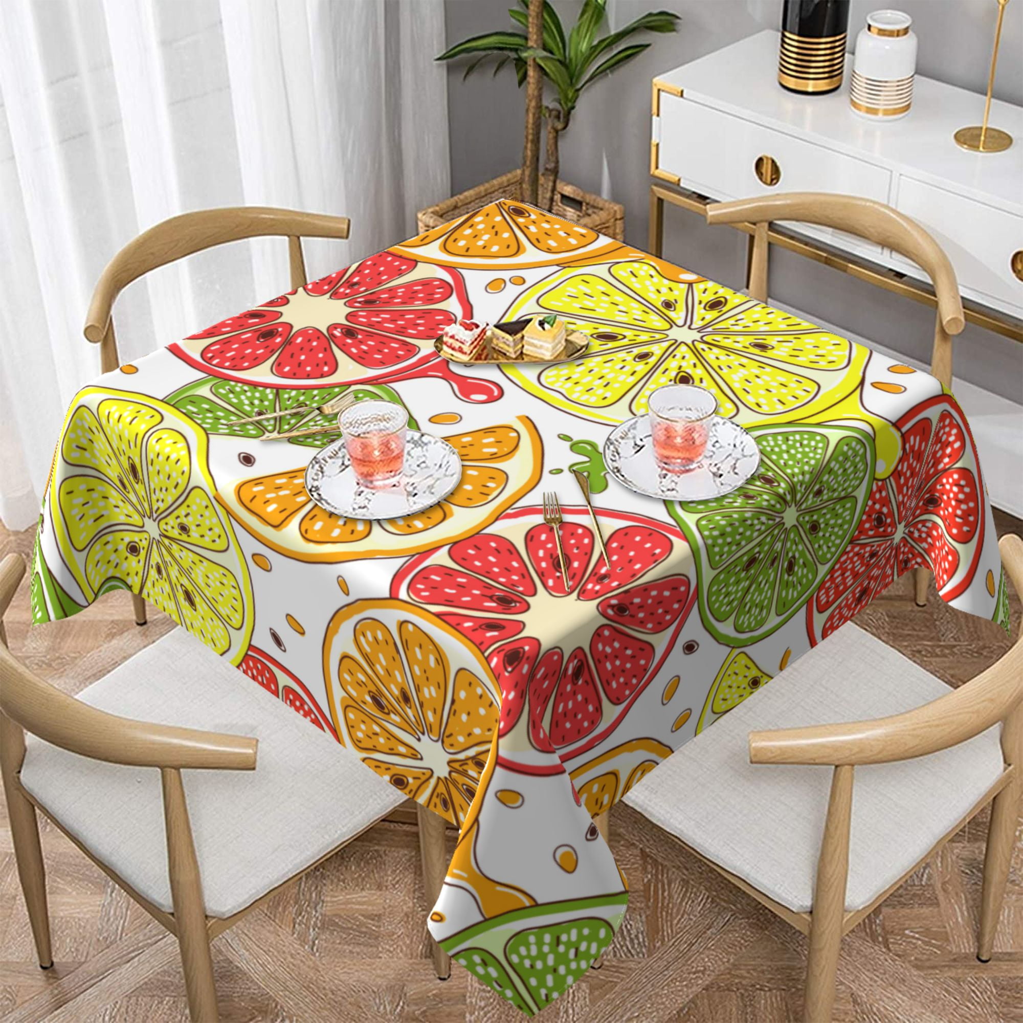 YFYANG Square Polyester Table Cloth, 60" x 60" Reusable Table Cover ...