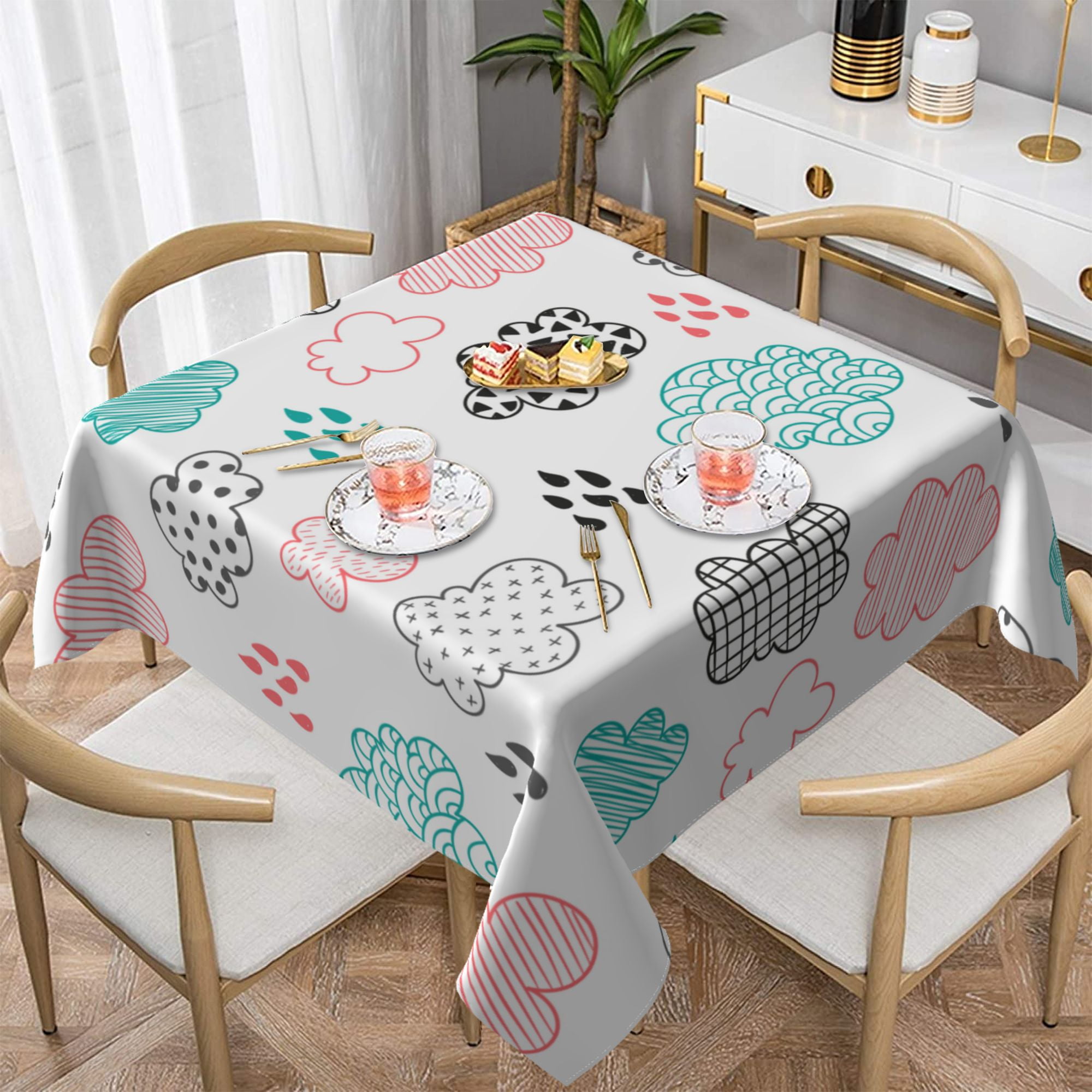 YFYANG Square Polyester Table Cloth, 60" x 60" Reusable Table Cover ...