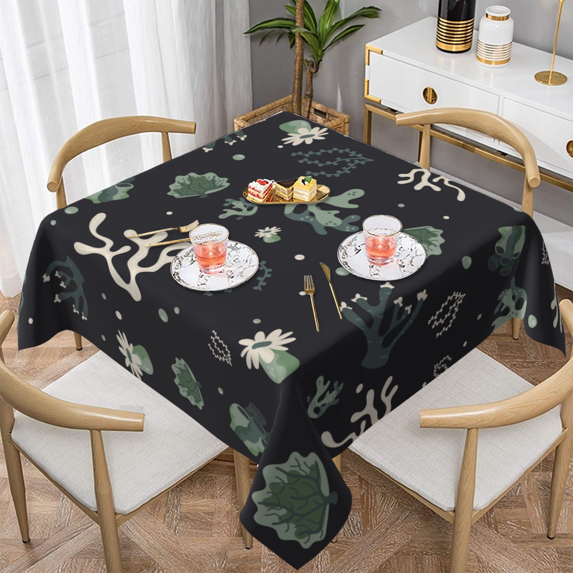YFYANG Square Polyester Table Cloth, 60" x 60" Reusable Table Cover ...