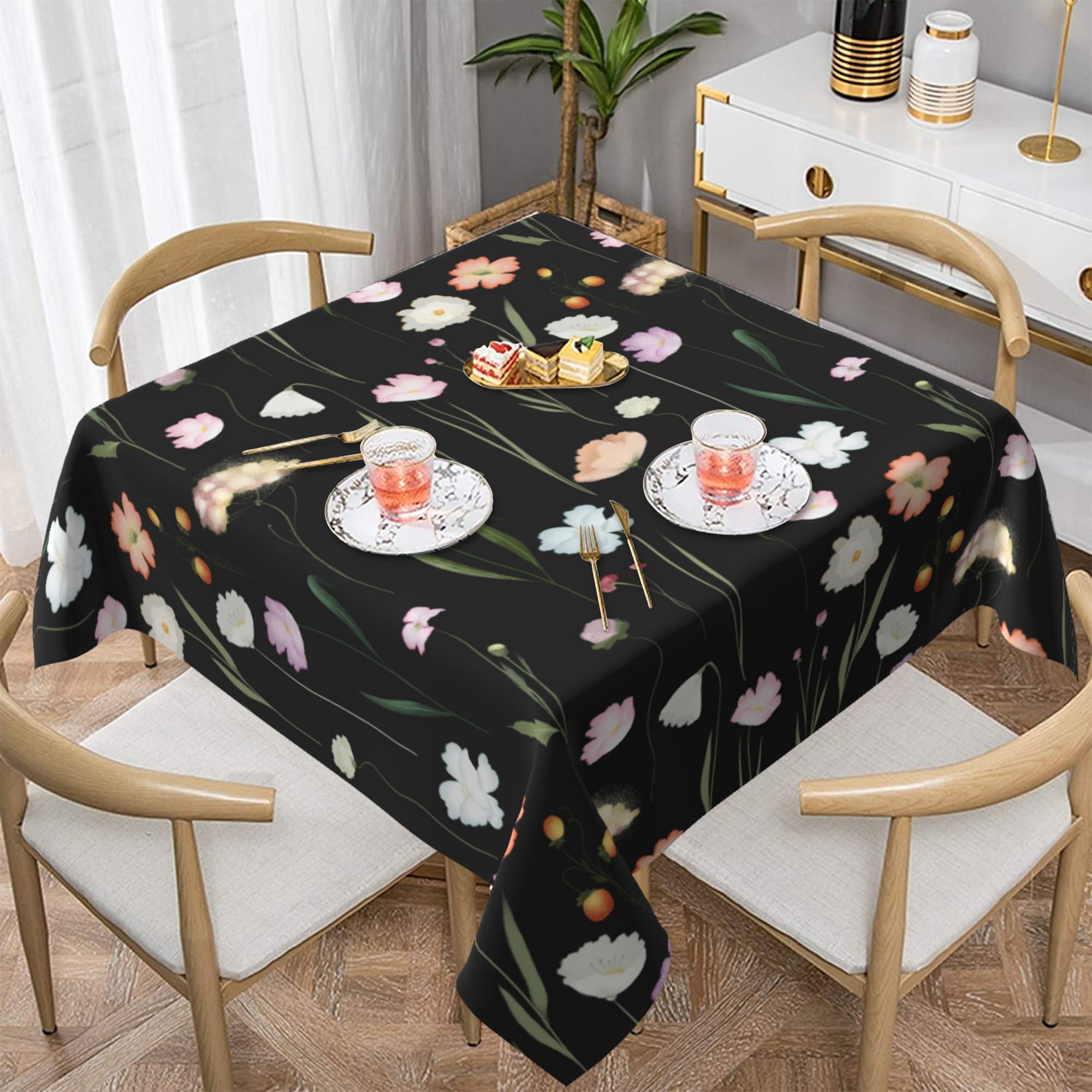 YFYANG Square Polyester Table Cloth, 60" x 60" Reusable Table Cover ...