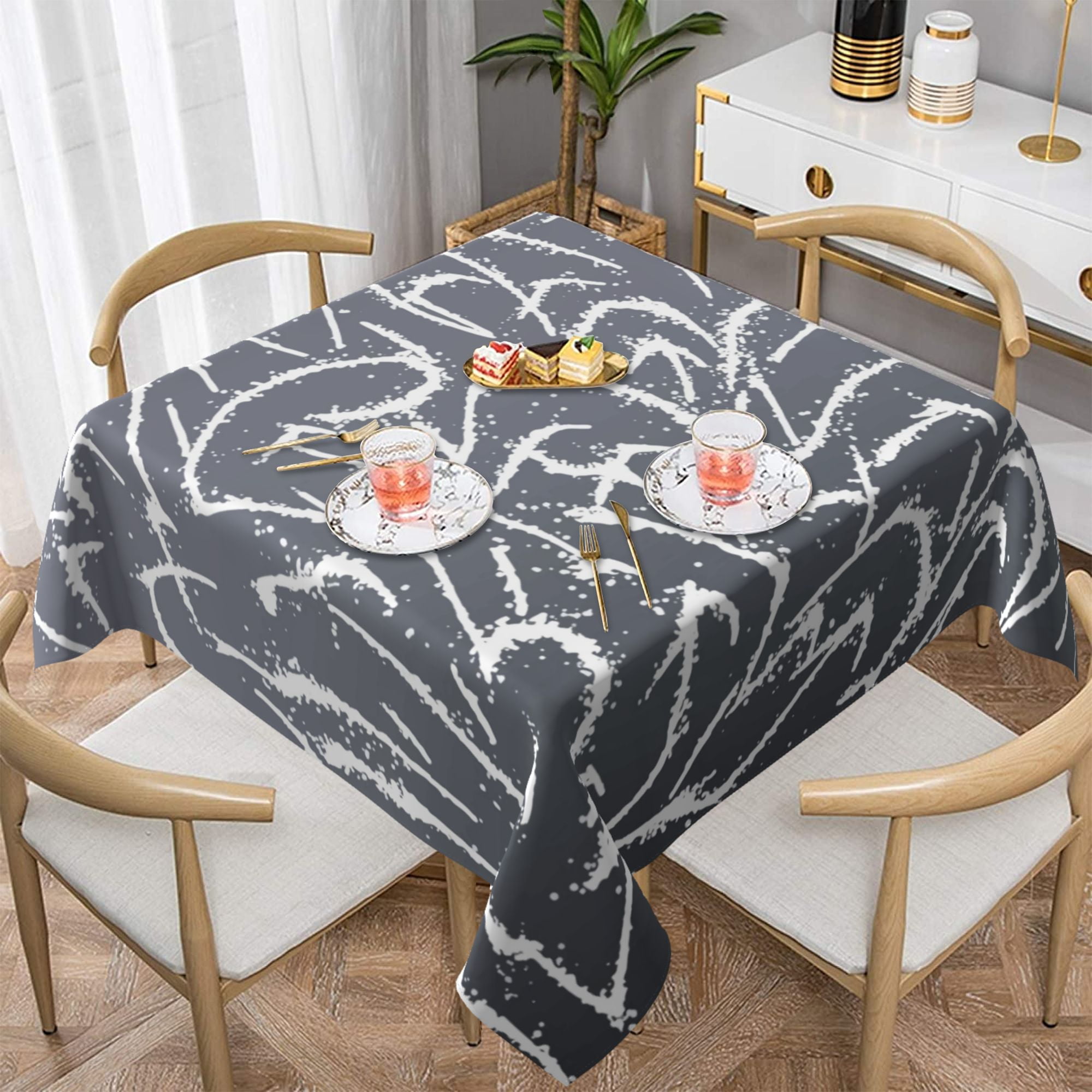 YFYANG Square Polyester Table Cloth, 60" x 60" Reusable Table Cover ...