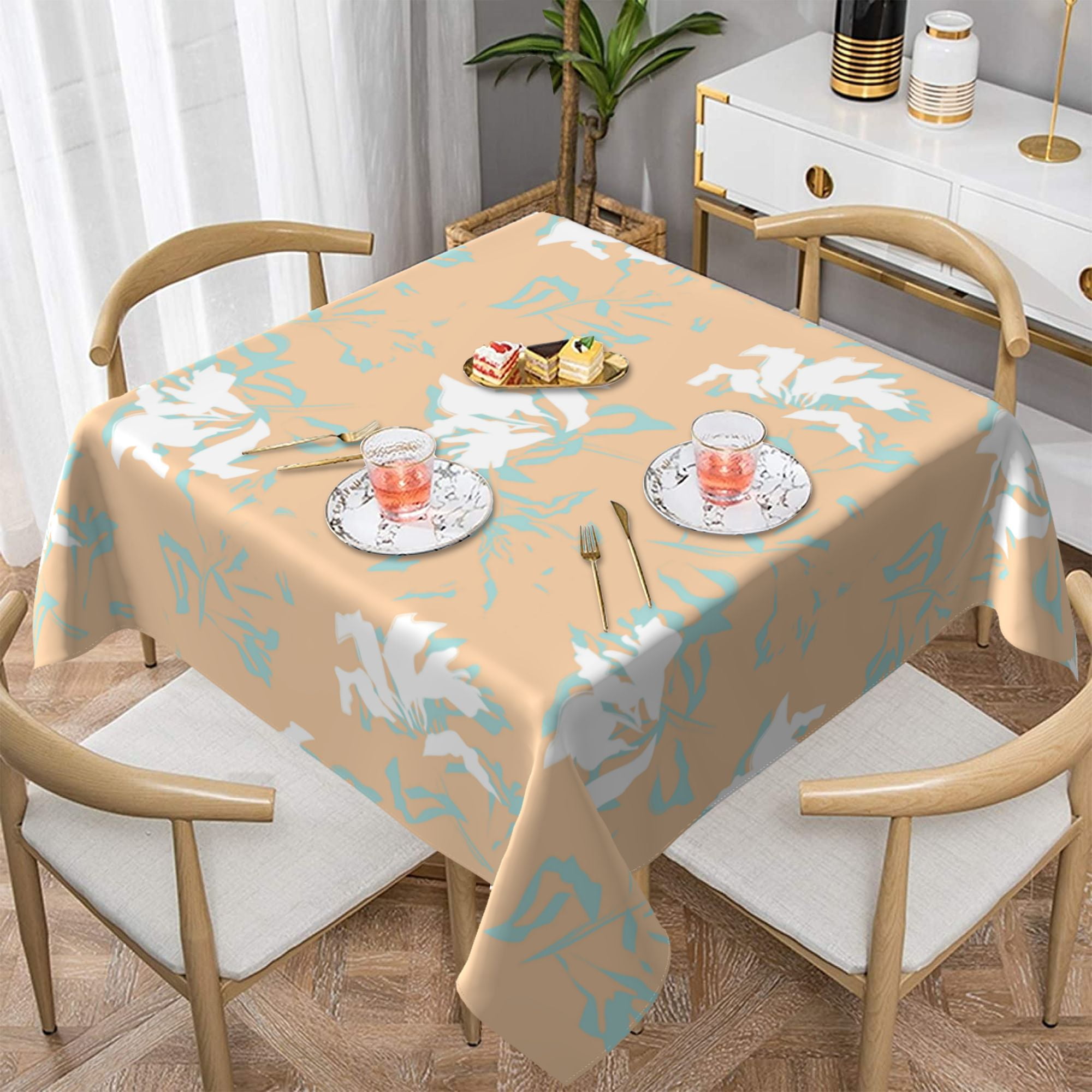 YFYANG Square Polyester Table Cloth, 60" x 60" Reusable Table Cover ...