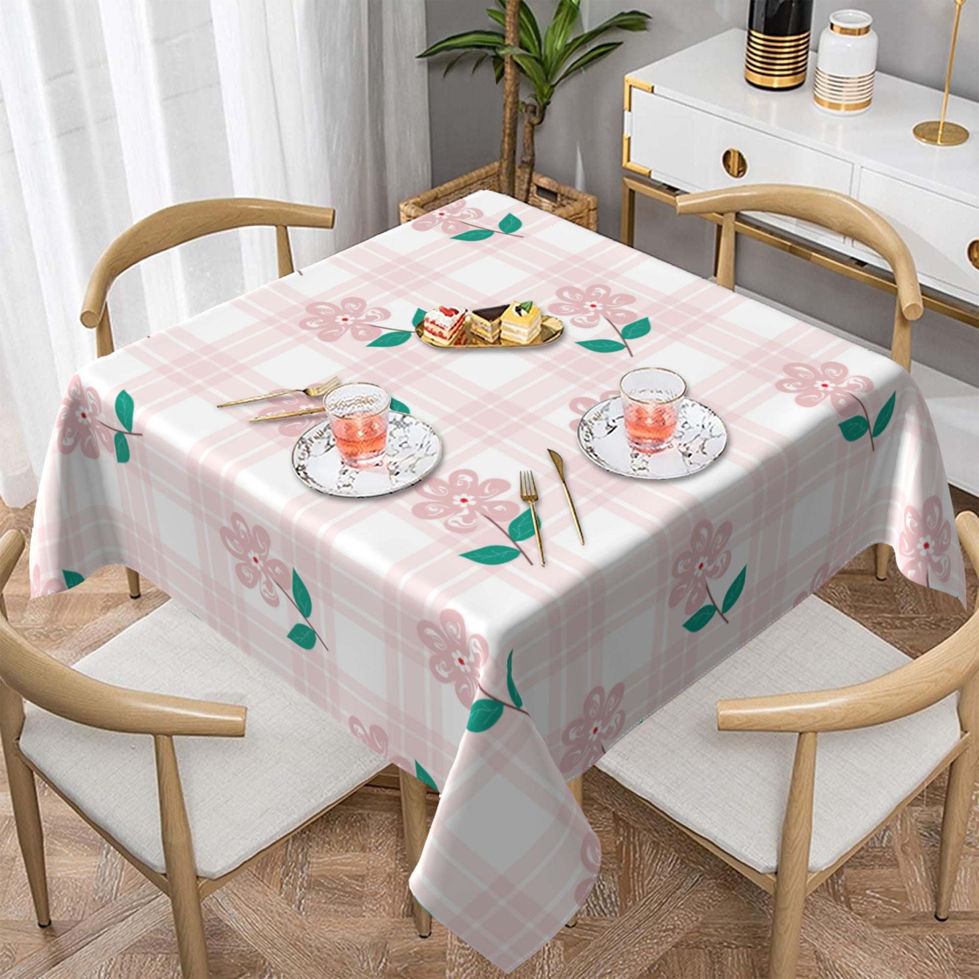 YFYANG Square Polyester Table Cloth, 60" x 60" Reusable Table Cover ...