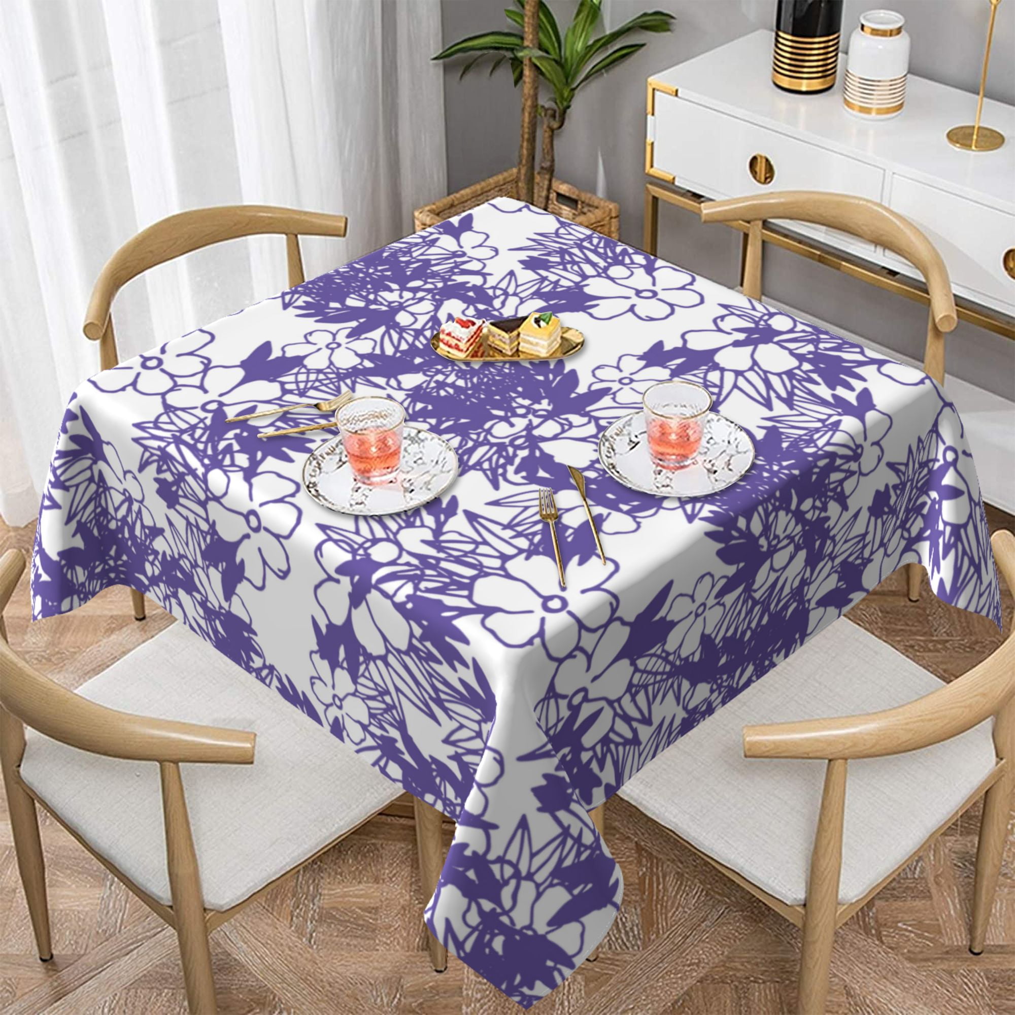 YFYANG Square Polyester Table Cloth, 60" x 60" Reusable Table Cover ...