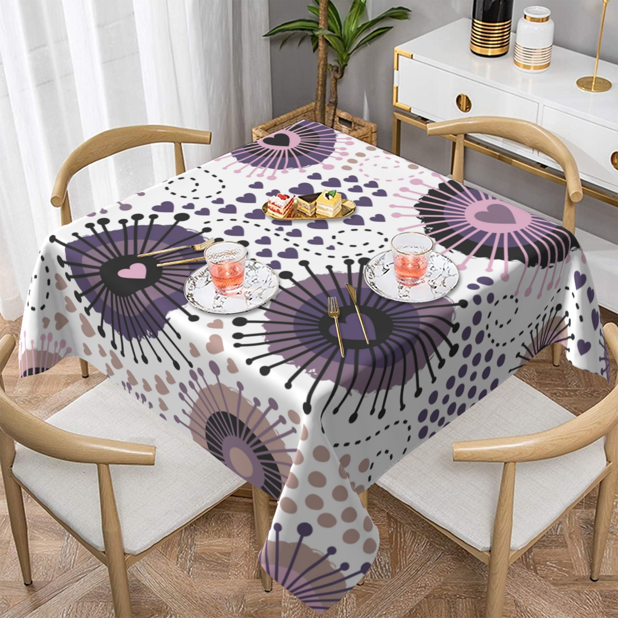 YFYANG Square Polyester Table Cloth, 60" x 60" Reusable Table Cover ...