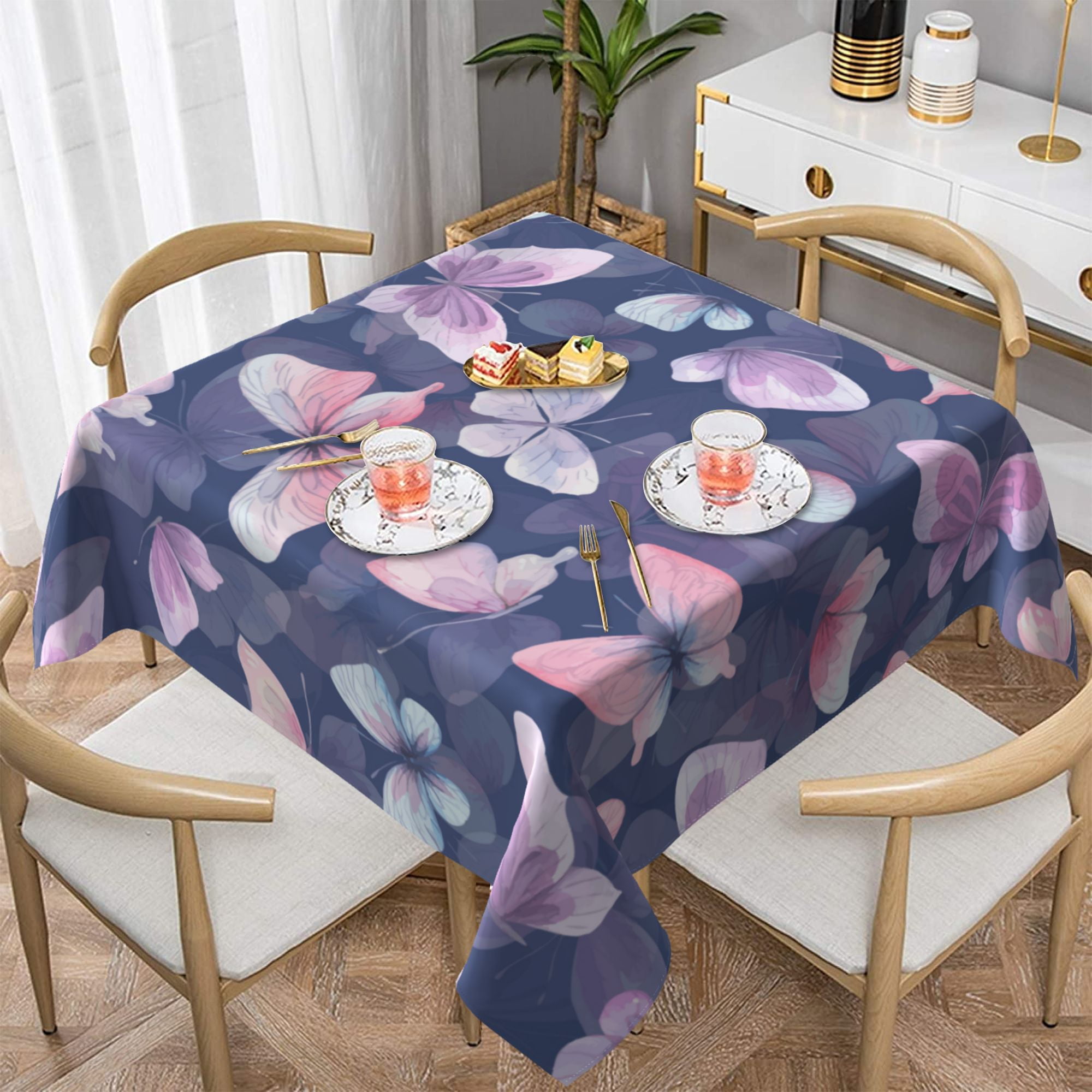 YFYANG Square Polyester Table Cloth, 60" x 60" Reusable Table Cover ...
