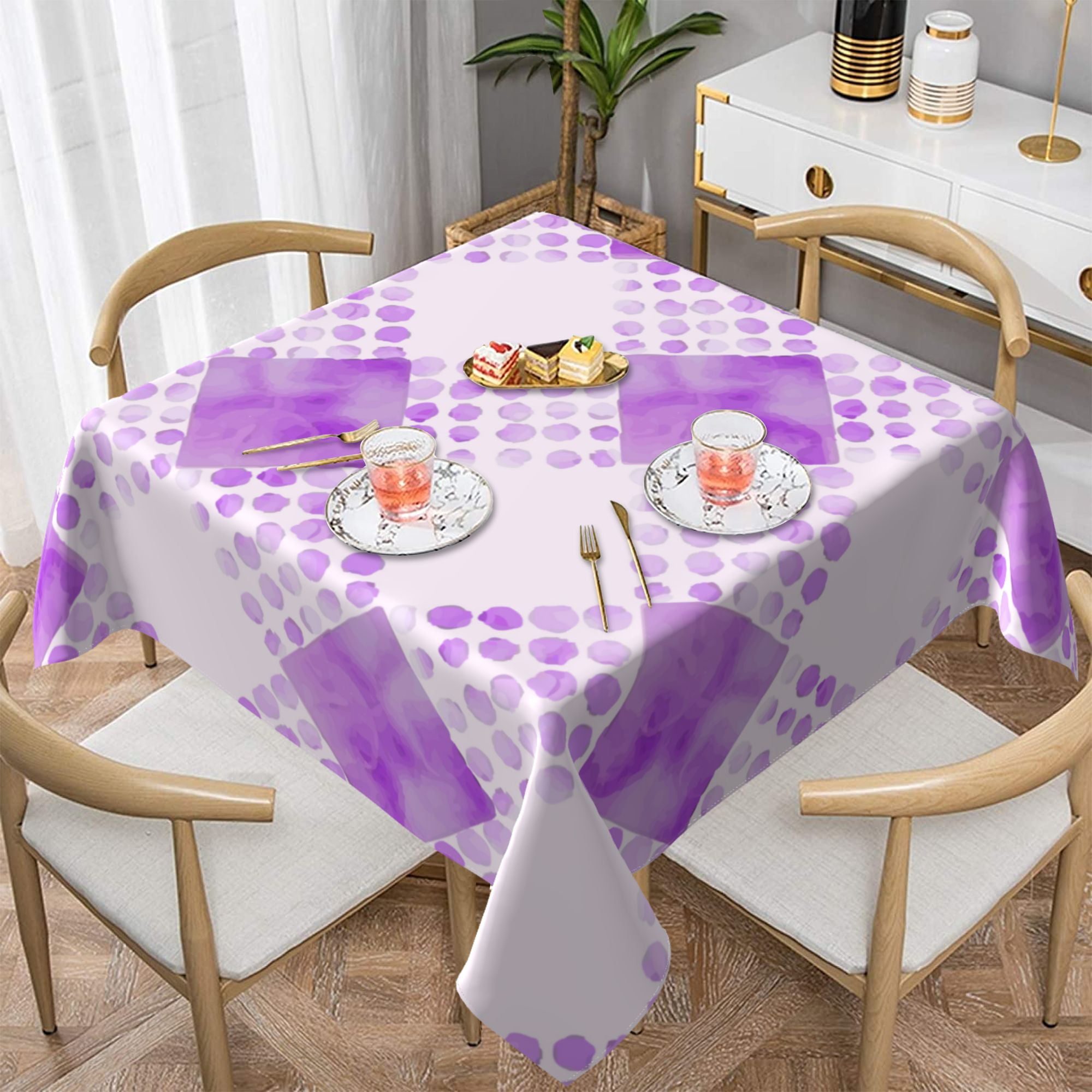 YFYANG Square Polyester Table Cloth, 60" x 60" Reusable Table Cover ...
