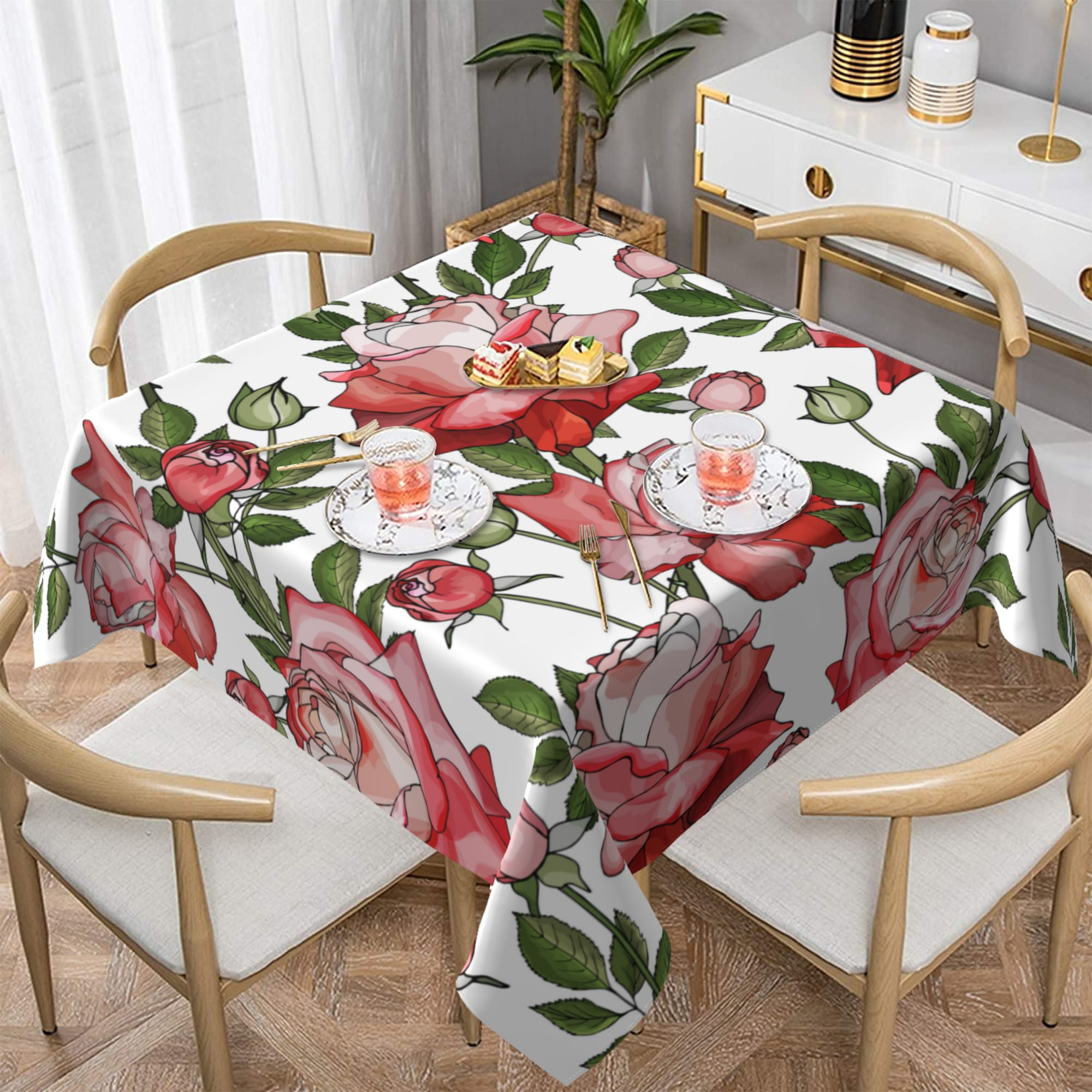 YFYANG Square Polyester Table Cloth, 60" x 60" Reusable Table Cover ...