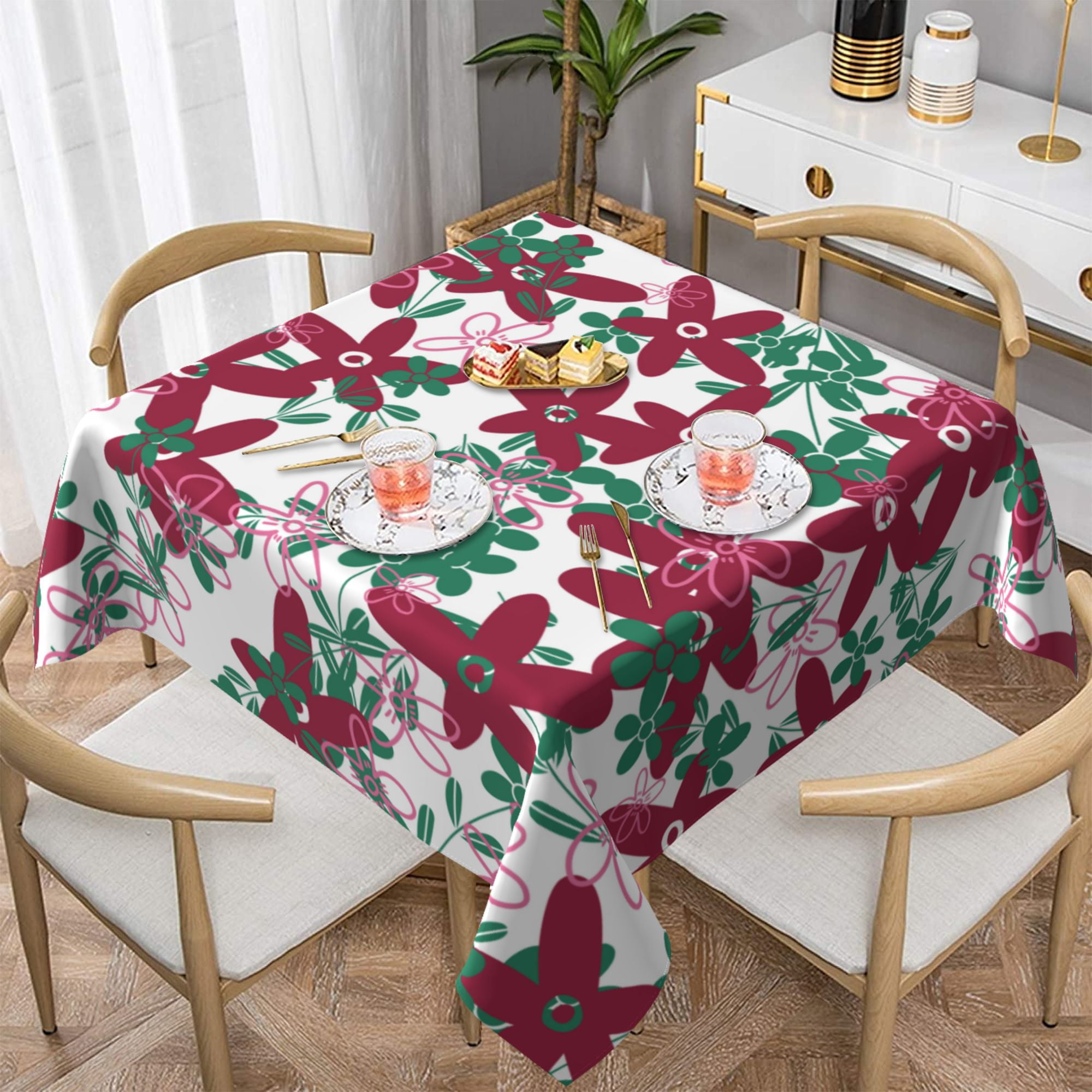 YFYANG Square Polyester Table Cloth, 60" x 60" Reusable Table Cover ...