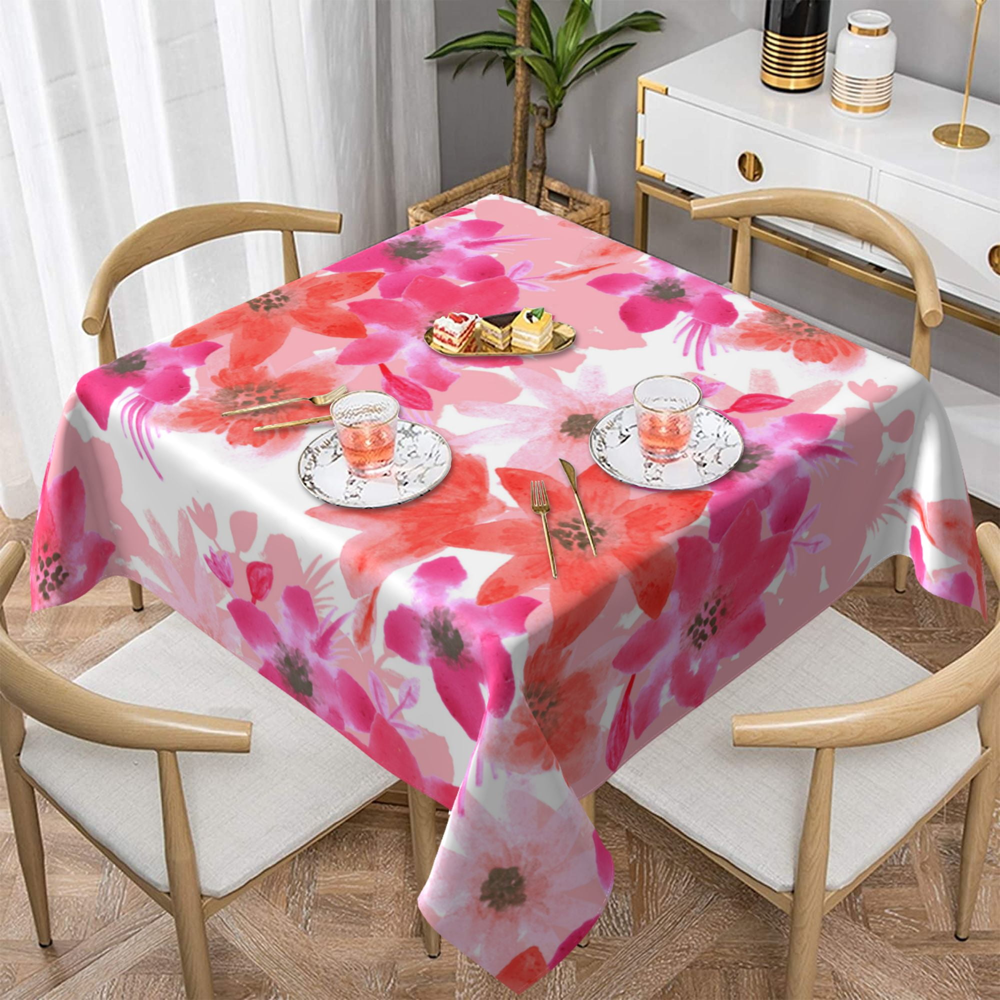 YFYANG Square Polyester Table Cloth, 60" x 60" Reusable Table Cover ...