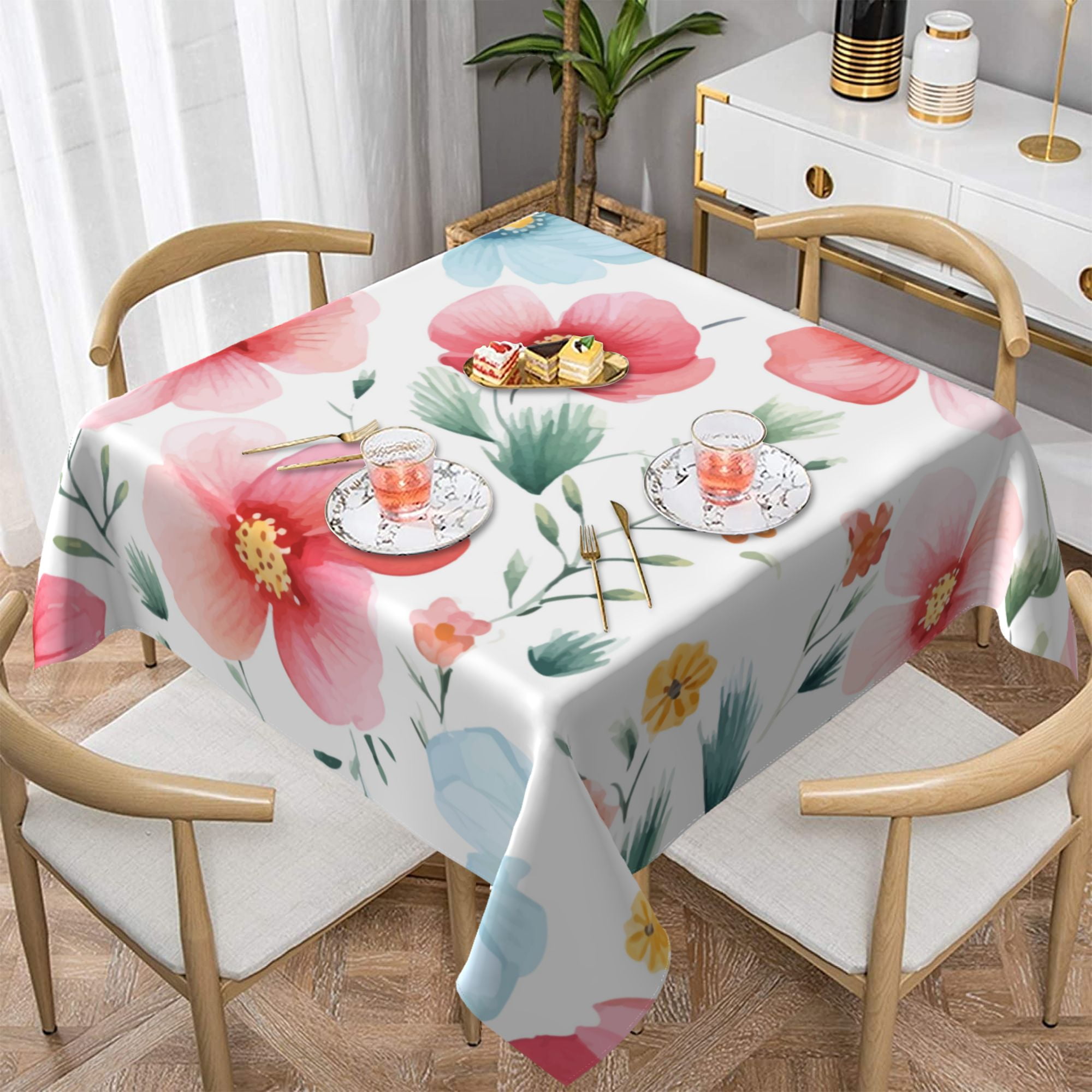 YFYANG Square Polyester Table Cloth, 60" x 60" Reusable Table Cover ...