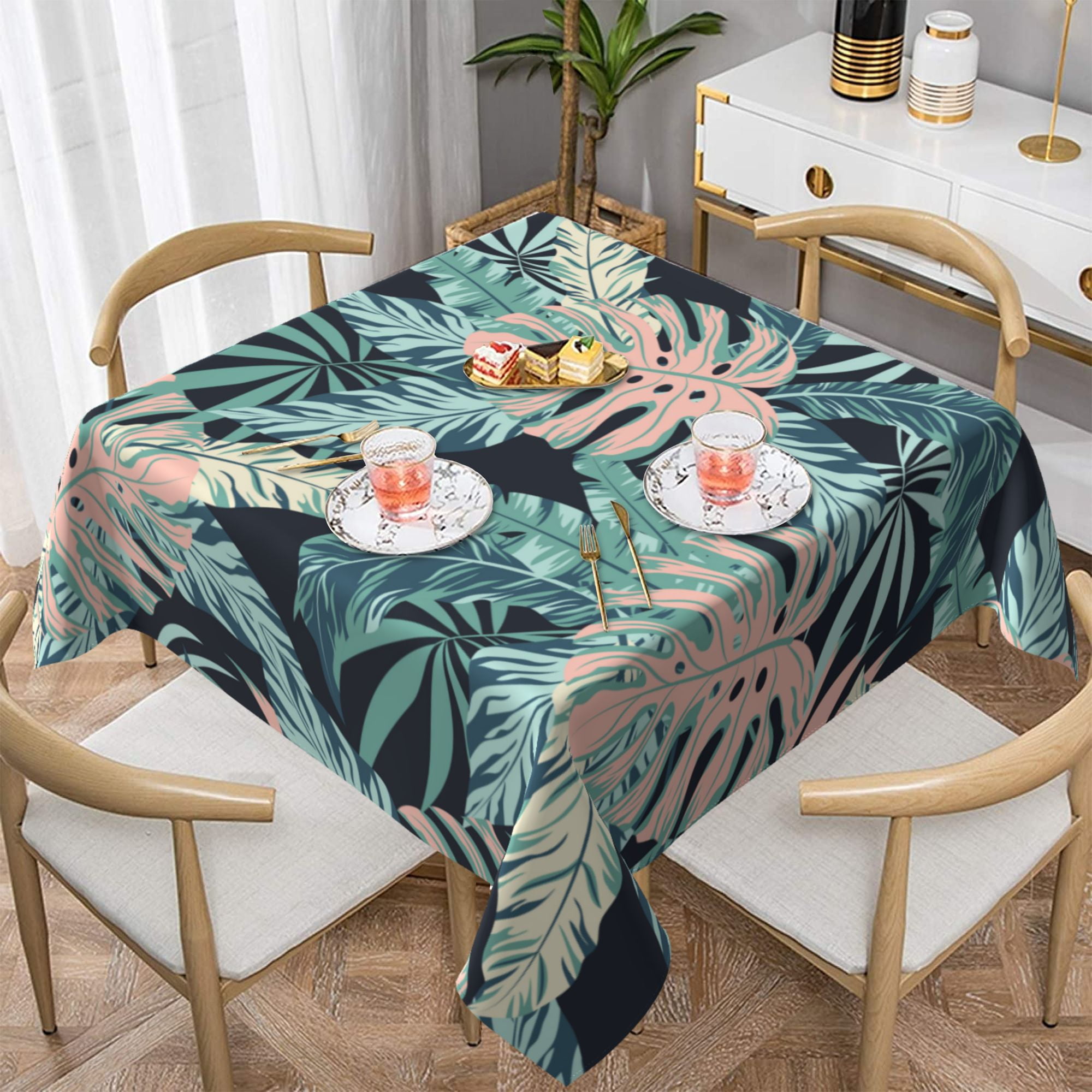 YFYANG Square Polyester Table Cloth, 60" x 60" Reusable Table Cover ...