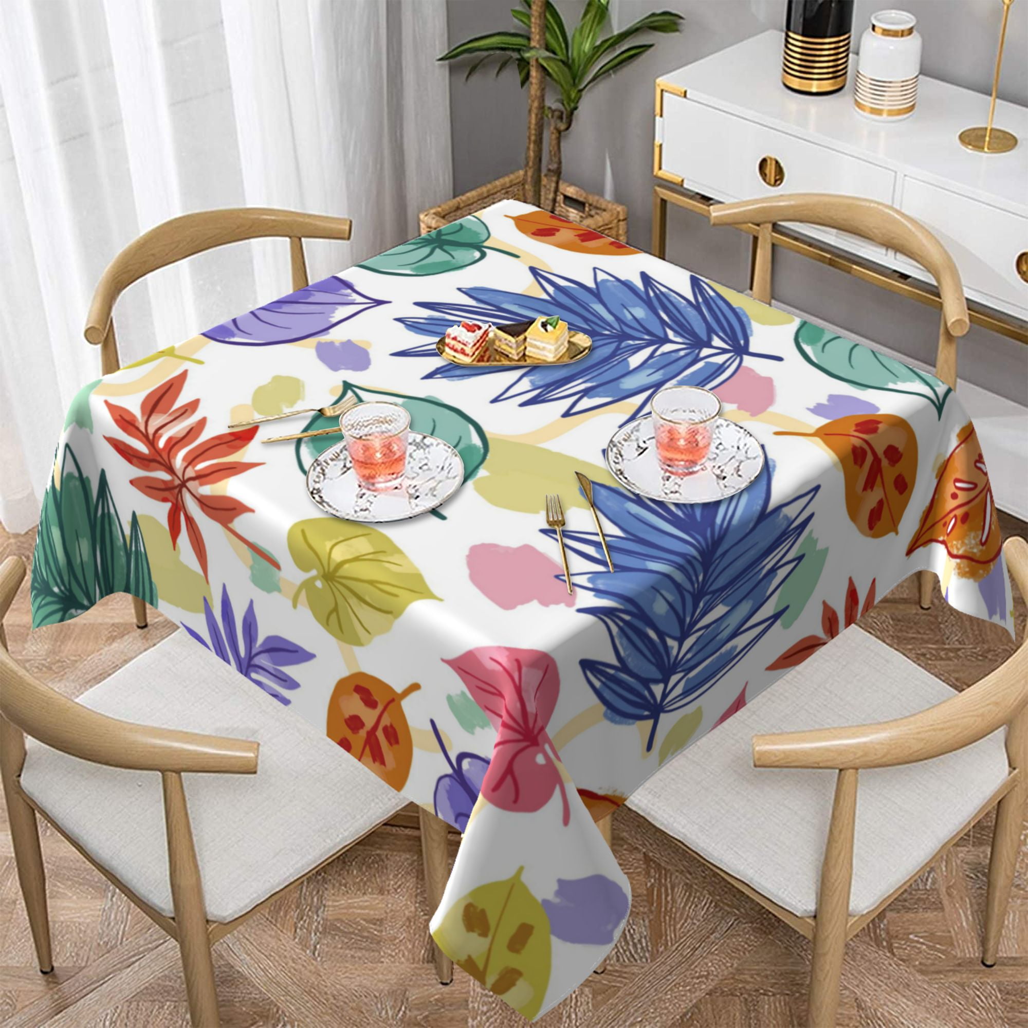 YFYANG Square Polyester Table Cloth, 60" x 60" Reusable Table Cover ...