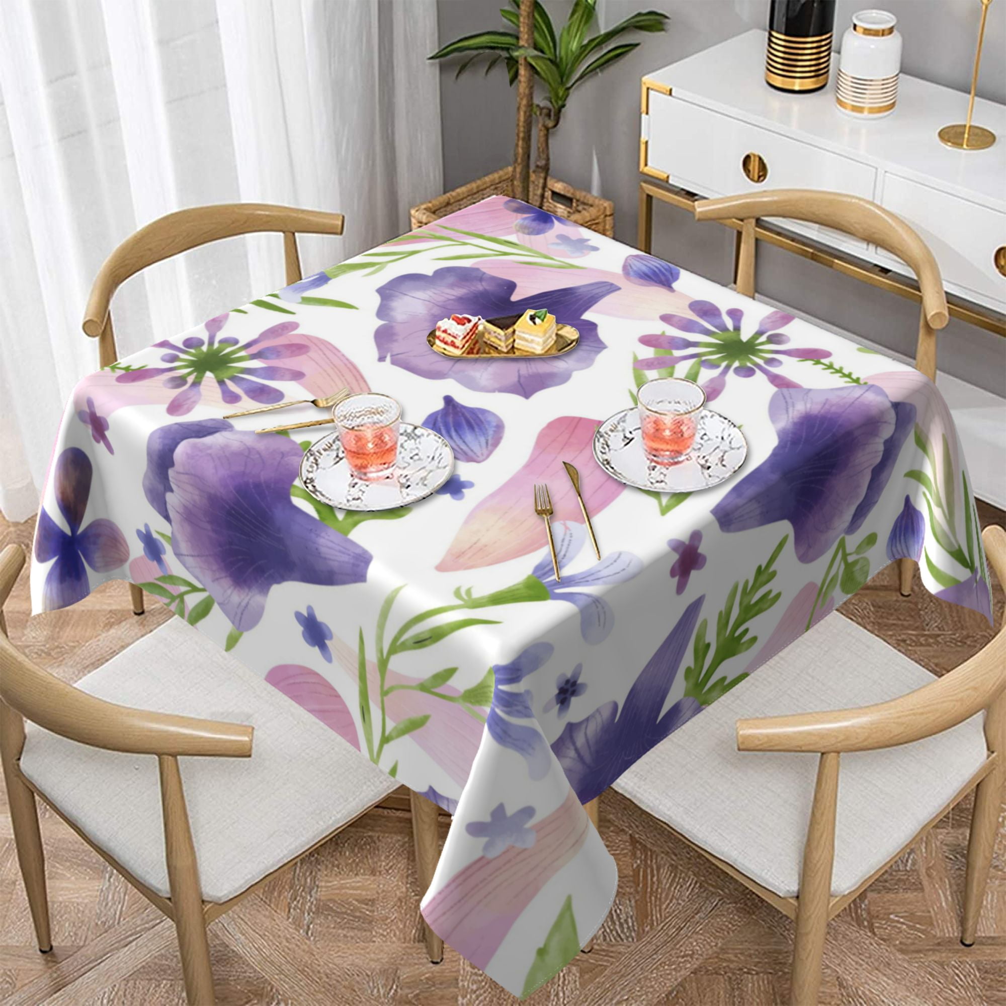 YFYANG Square Polyester Table Cloth, 60" x 60" Reusable Table Cover ...