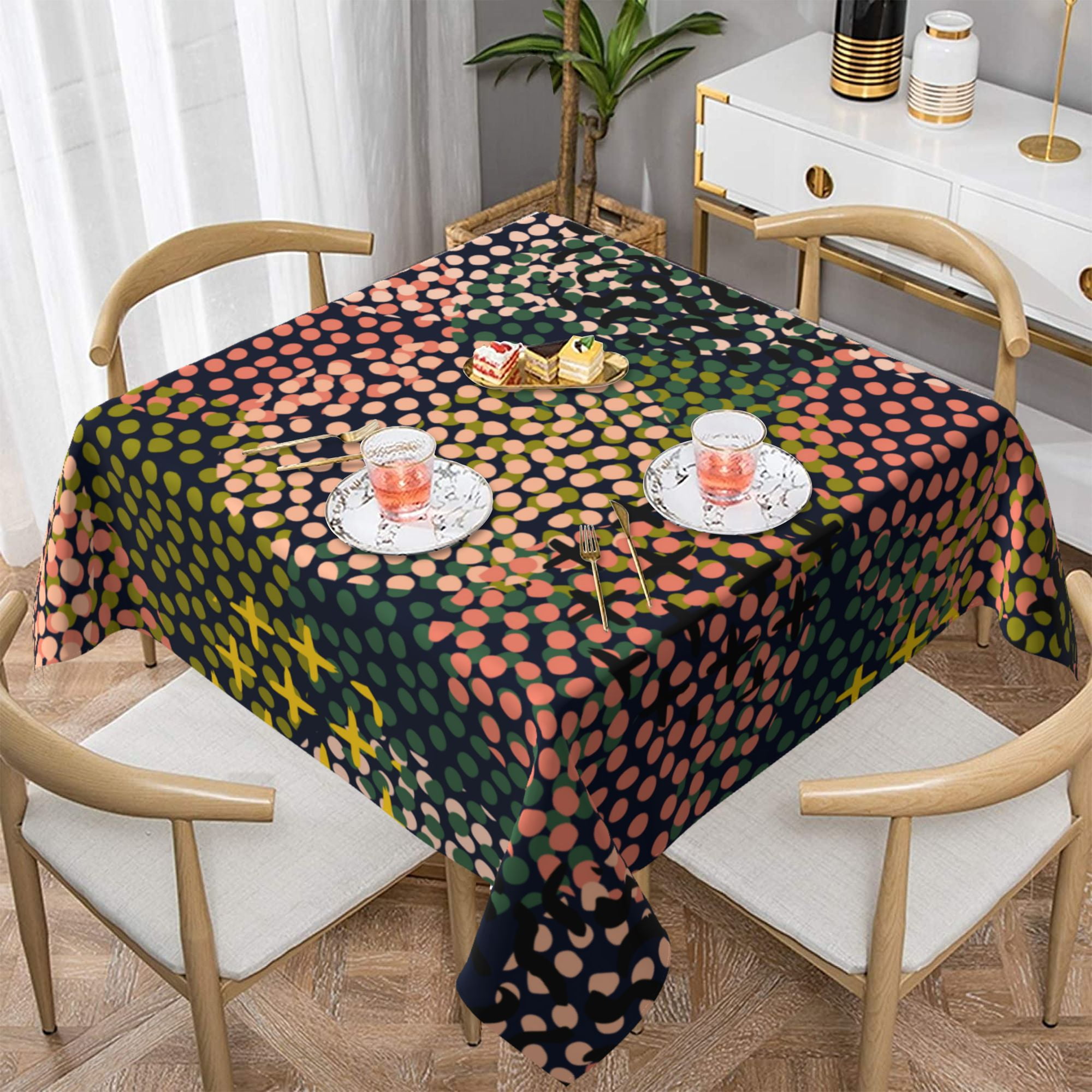 YFYANG Square Polyester Table Cloth, 60" x 60" Reusable Table Cover ...