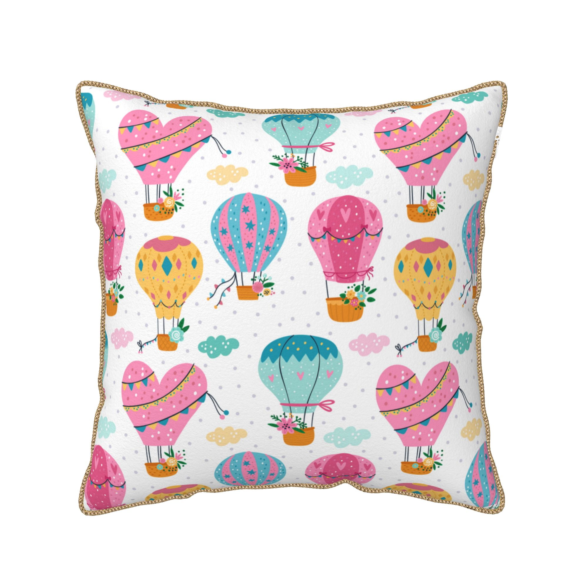 YFYANG Square Velvet Decorative Throw Pillow, 18"x18" Cute Hot Air ...