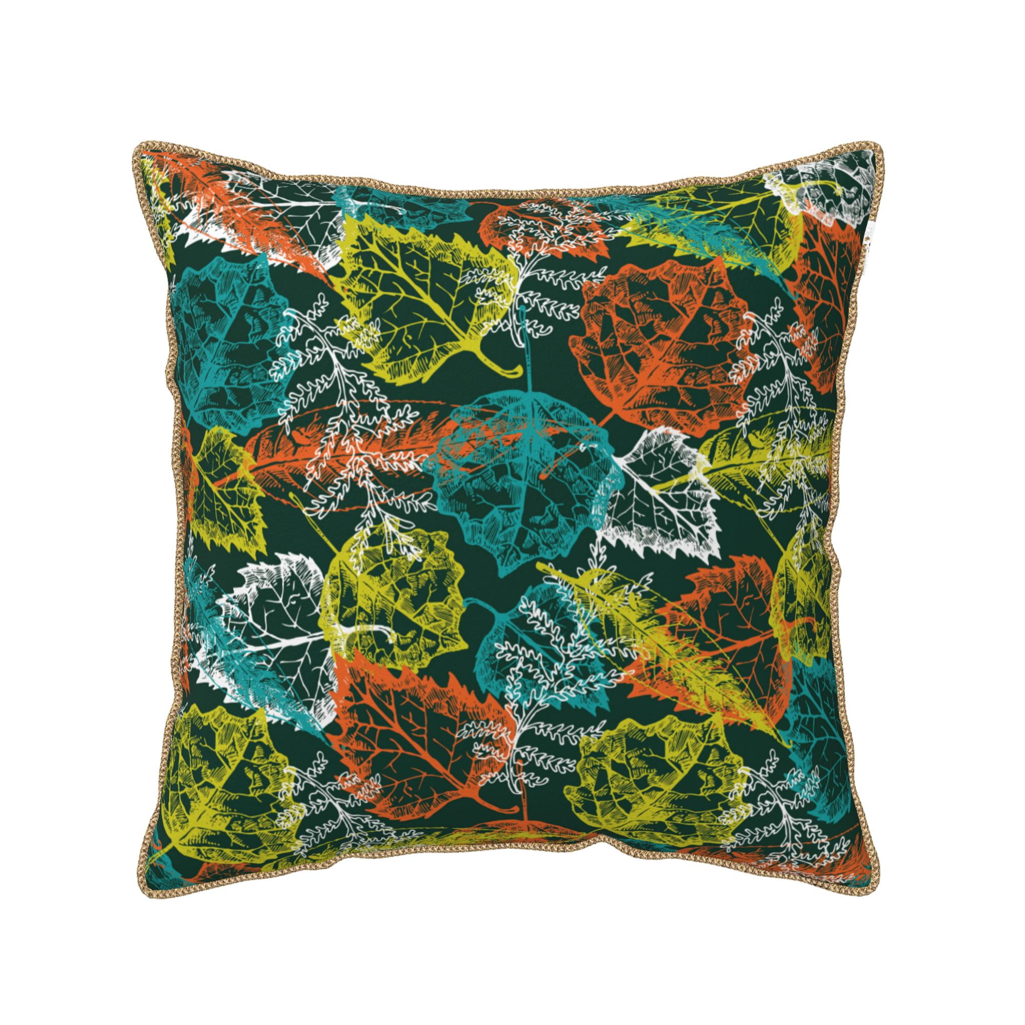 YFYANG Square Velvet Decorative Throw Pillow, 18"x18" Vintage Fall Leaf ...