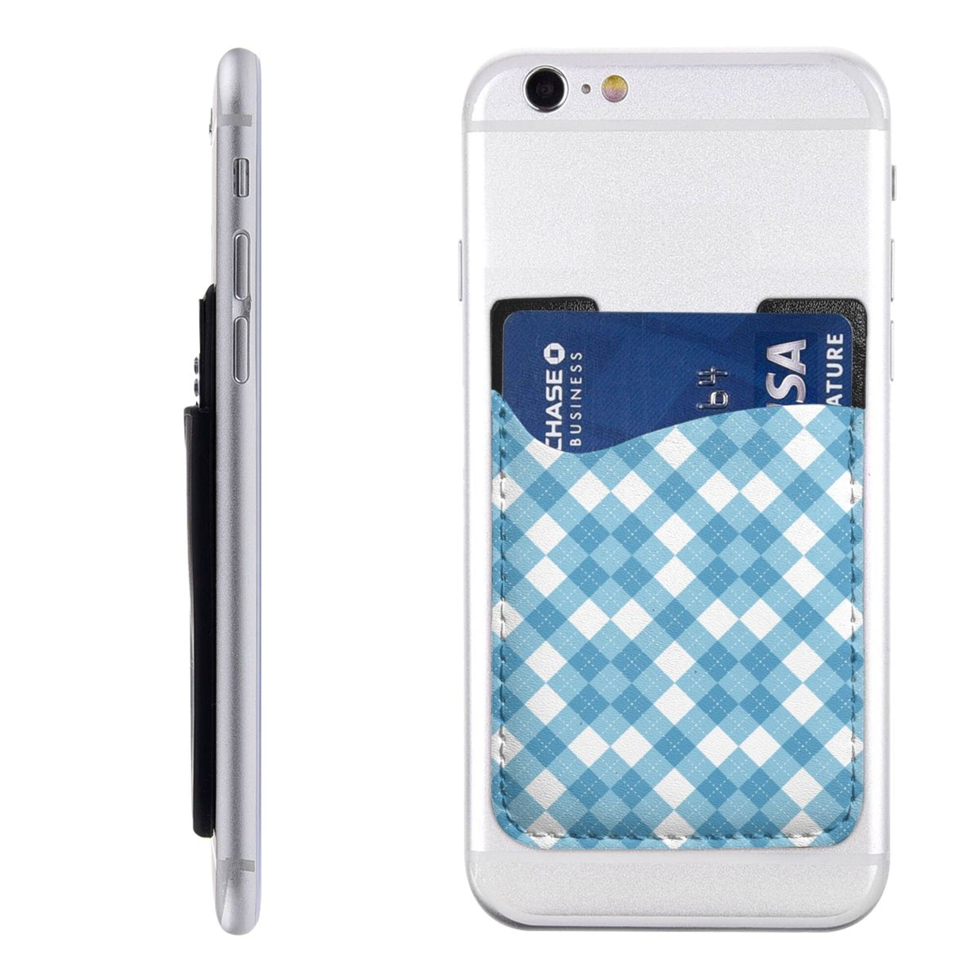 YFYANG Universal Adhesive Cell Phone Card Holder, Blue Vintage Plaid ...