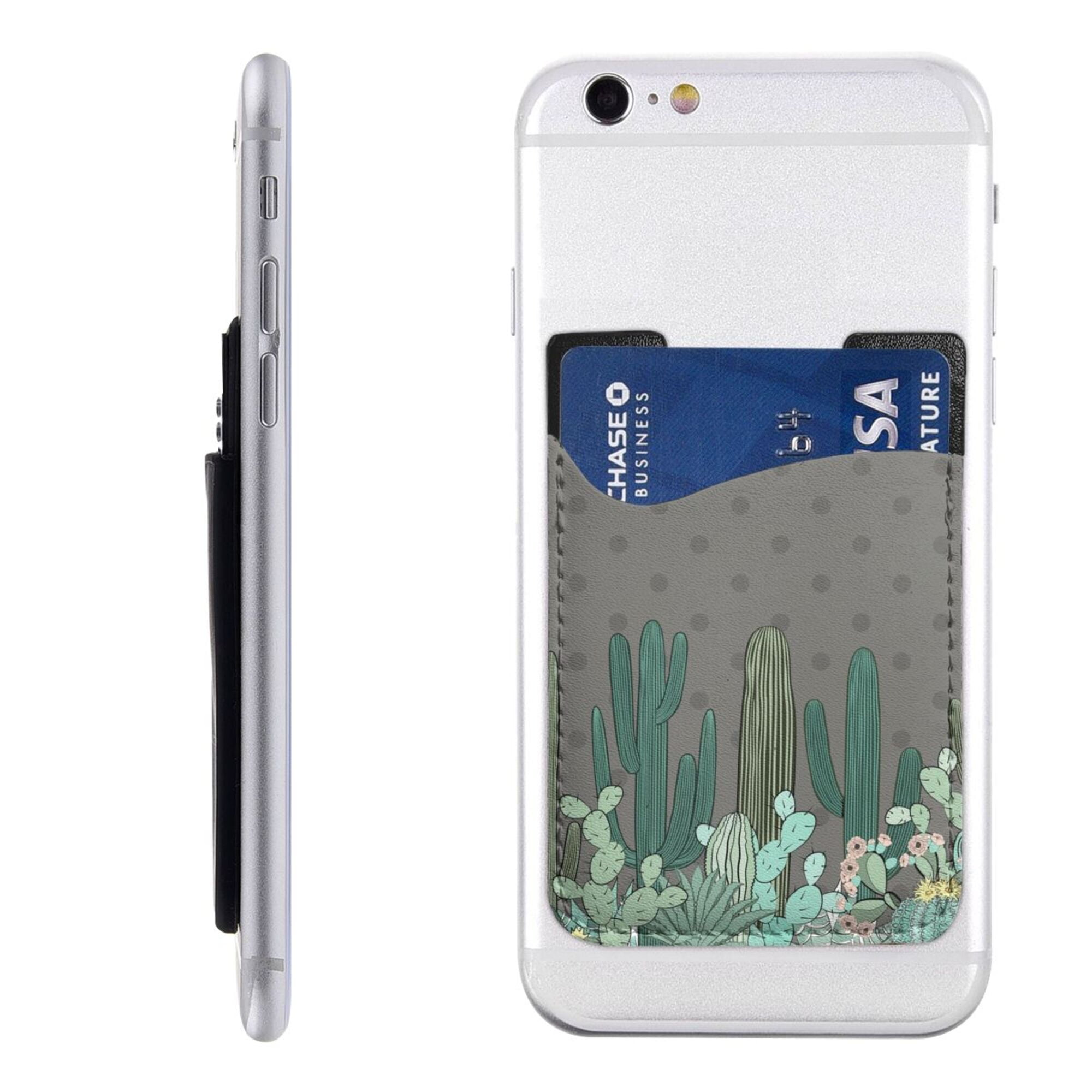 YFYANG Universal Adhesive Cell Phone Card Holder, Cacti Flora Design ...
