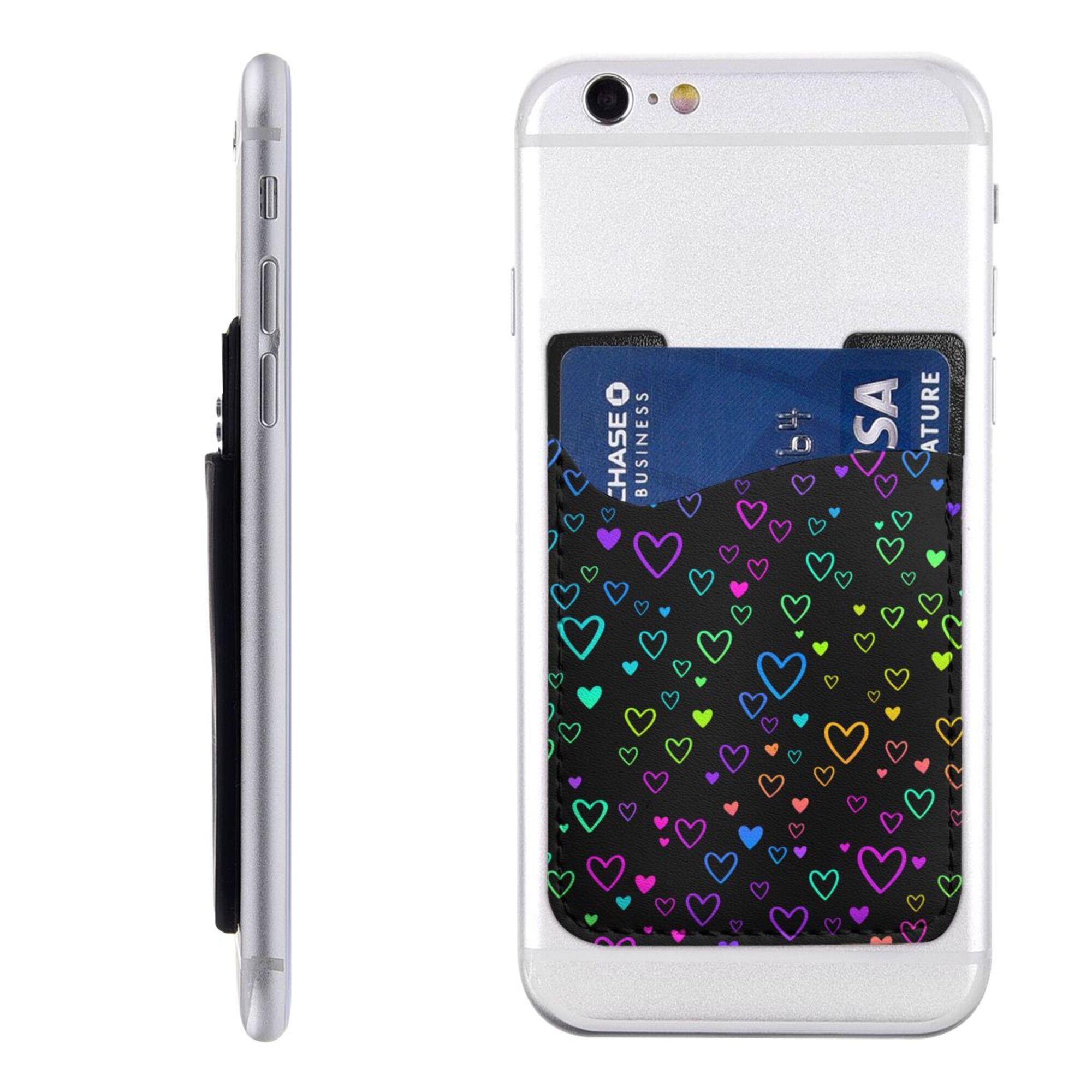 YFYANG Universal Adhesive Cell Phone Card Holder, Colorful Love Pattern ...