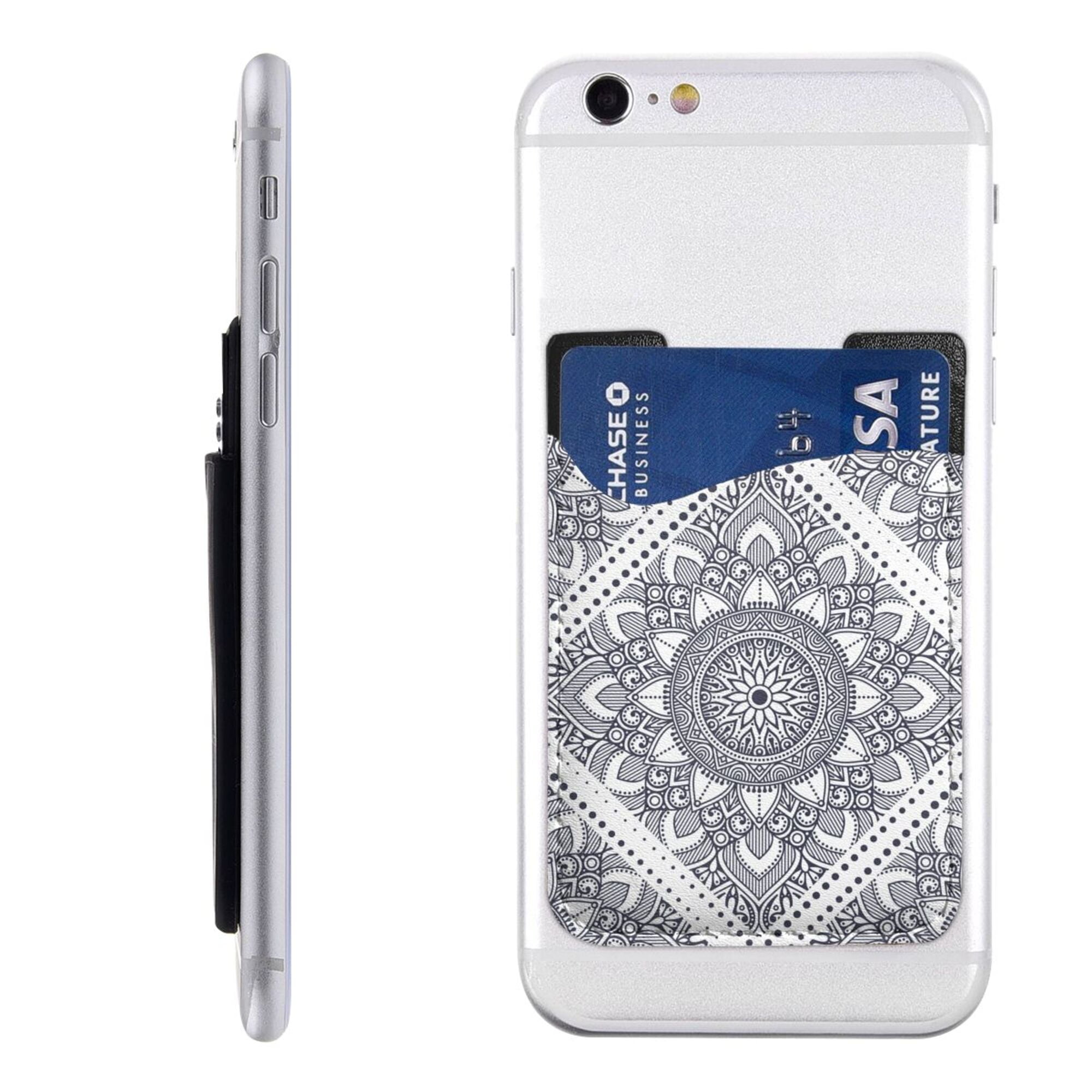 YFYANG Universal Adhesive Cell Phone Card Holder, Floral Mandala ...