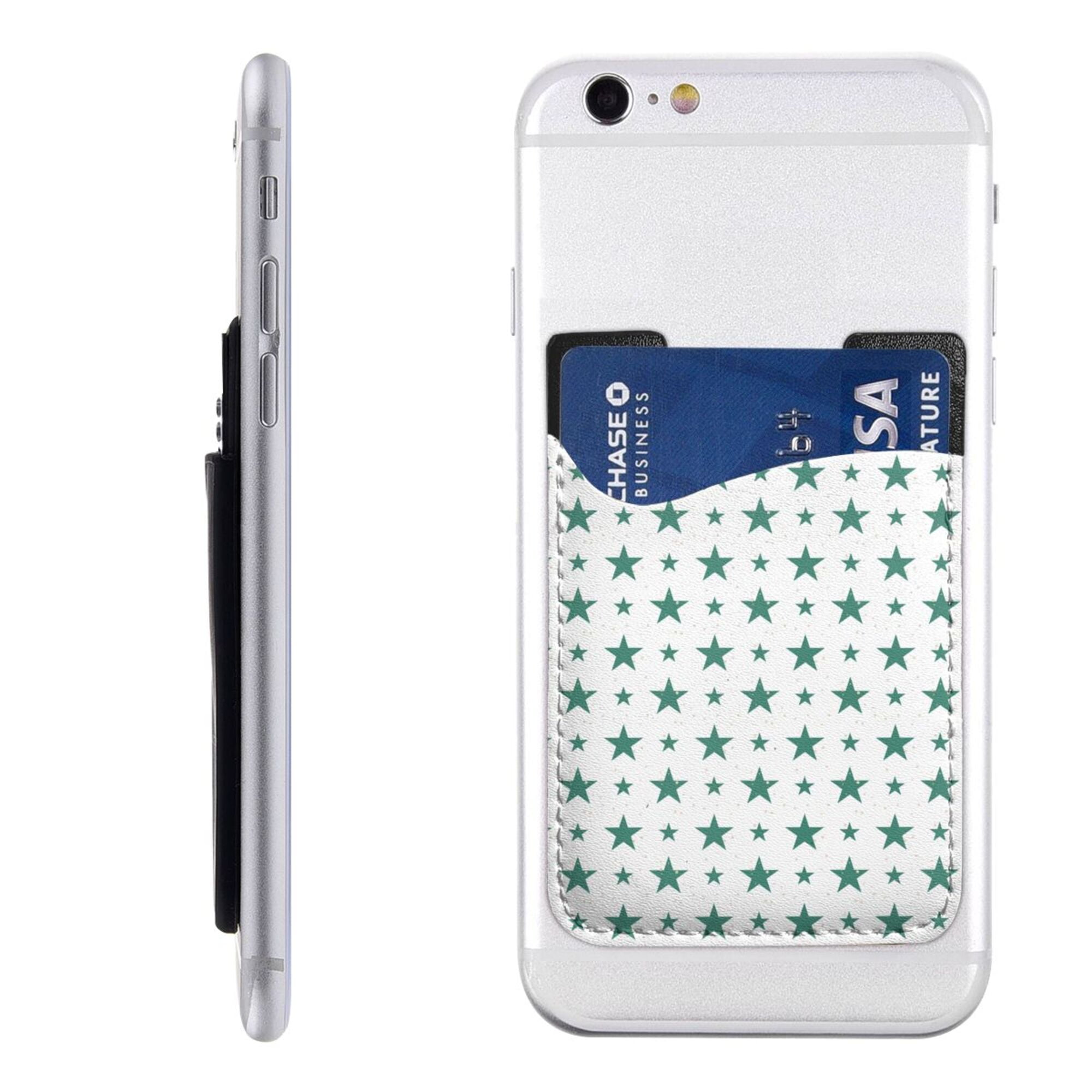 YFYANG Universal Adhesive Cell Phone Card Holder, Green Star Doodle ...