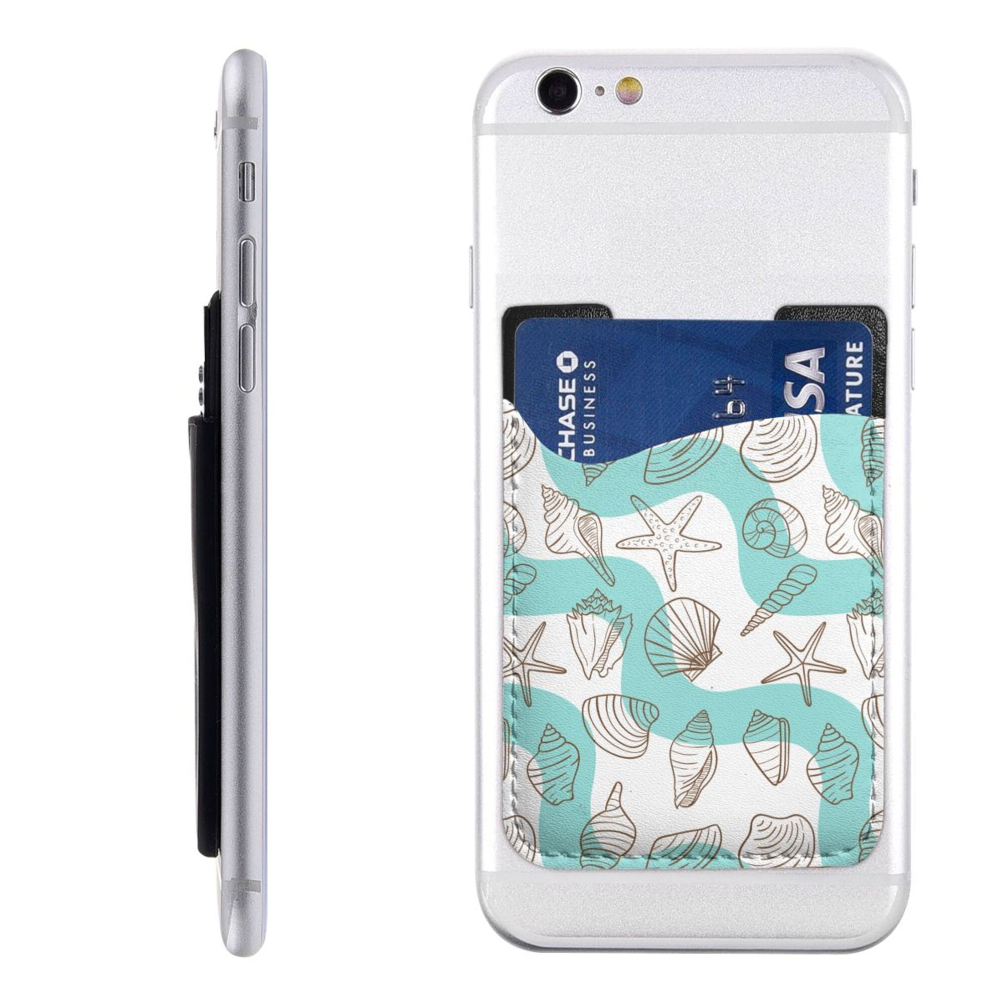 YFYANG Universal Adhesive Cell Phone Card Holder, Ocean Shell Graffiti ...